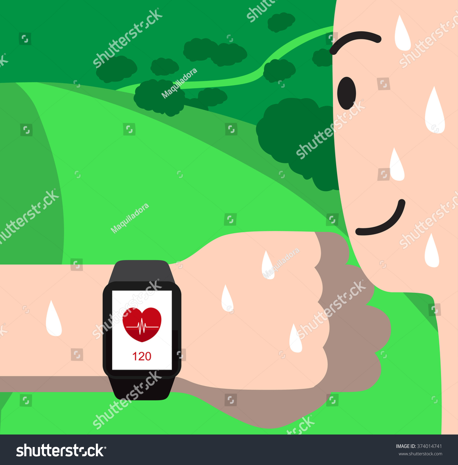 Smart Watch Exercise Cartoon Vector Illustration Stock Vector (Royalty ...