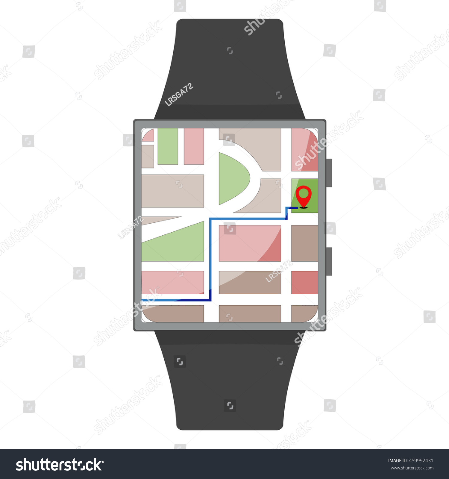 Smart Watch Navigation Map Cartoon Style Stock Vector (Royalty Free ...