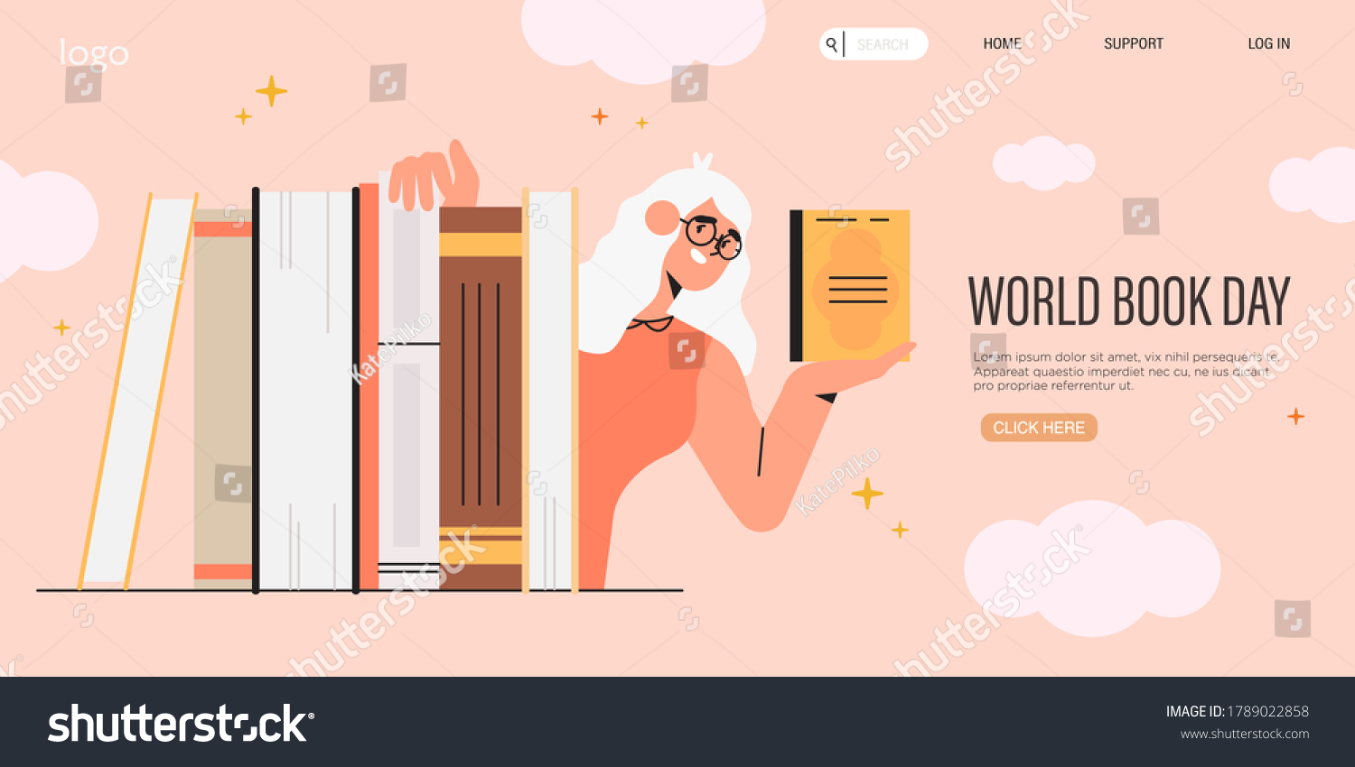Smart Woman Teacher Glasses Hold Book Stock Vector Royalty Free