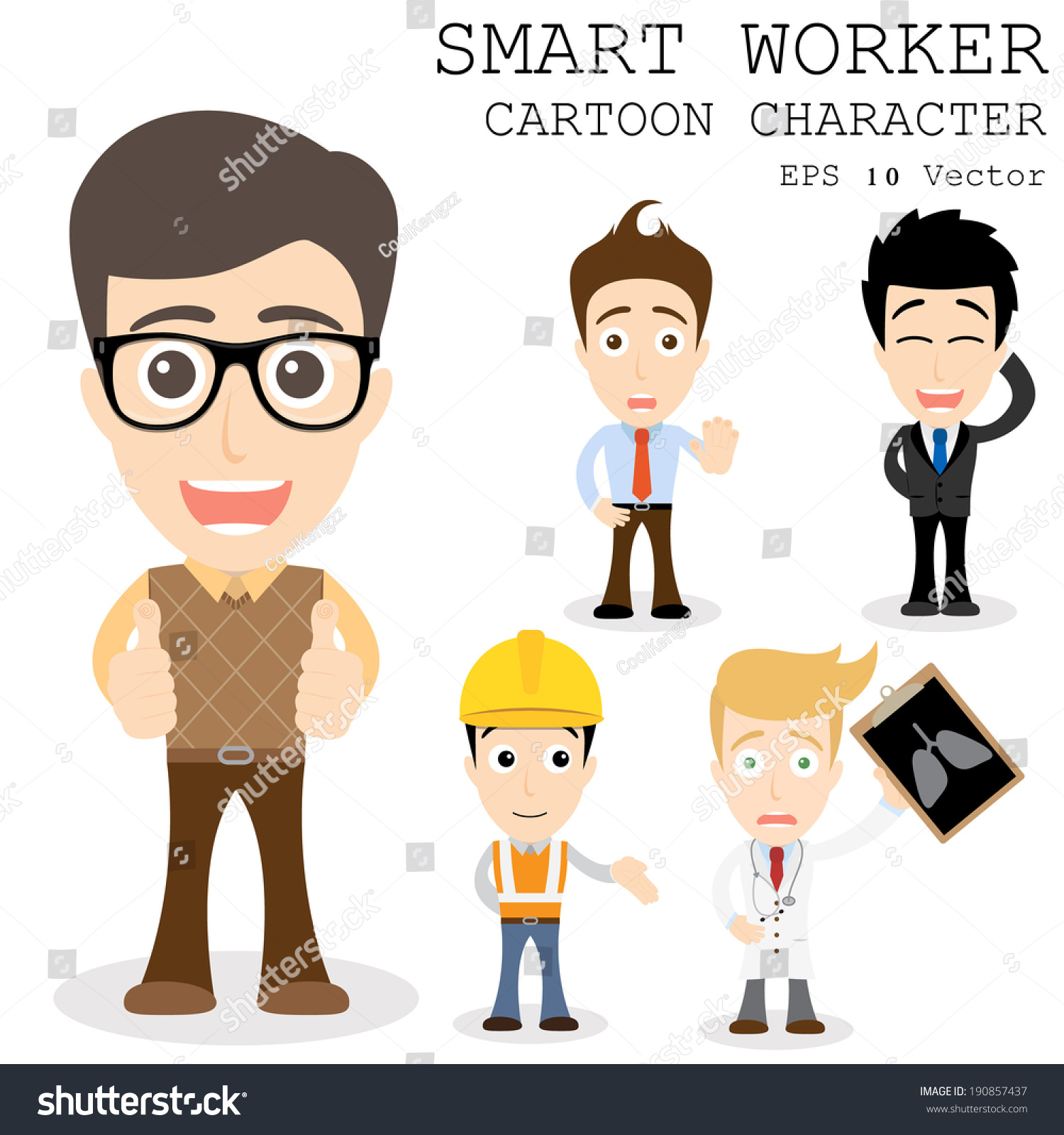 Smart Worker Cartoon Character Eps 10: vector de stock (libre de ...