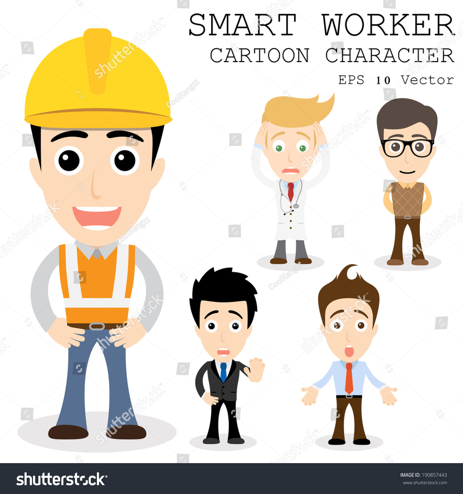 Smart Worker Cartoon Character Eps 10 Stock Vector (Royalty Free) 190857443