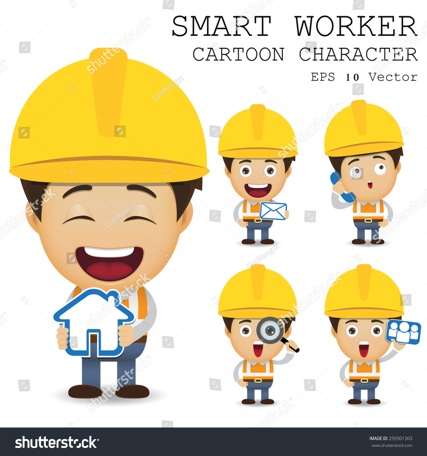 Smart Worker Cartoon Character Eps 10 Stock Vector (Royalty Free) 259301303