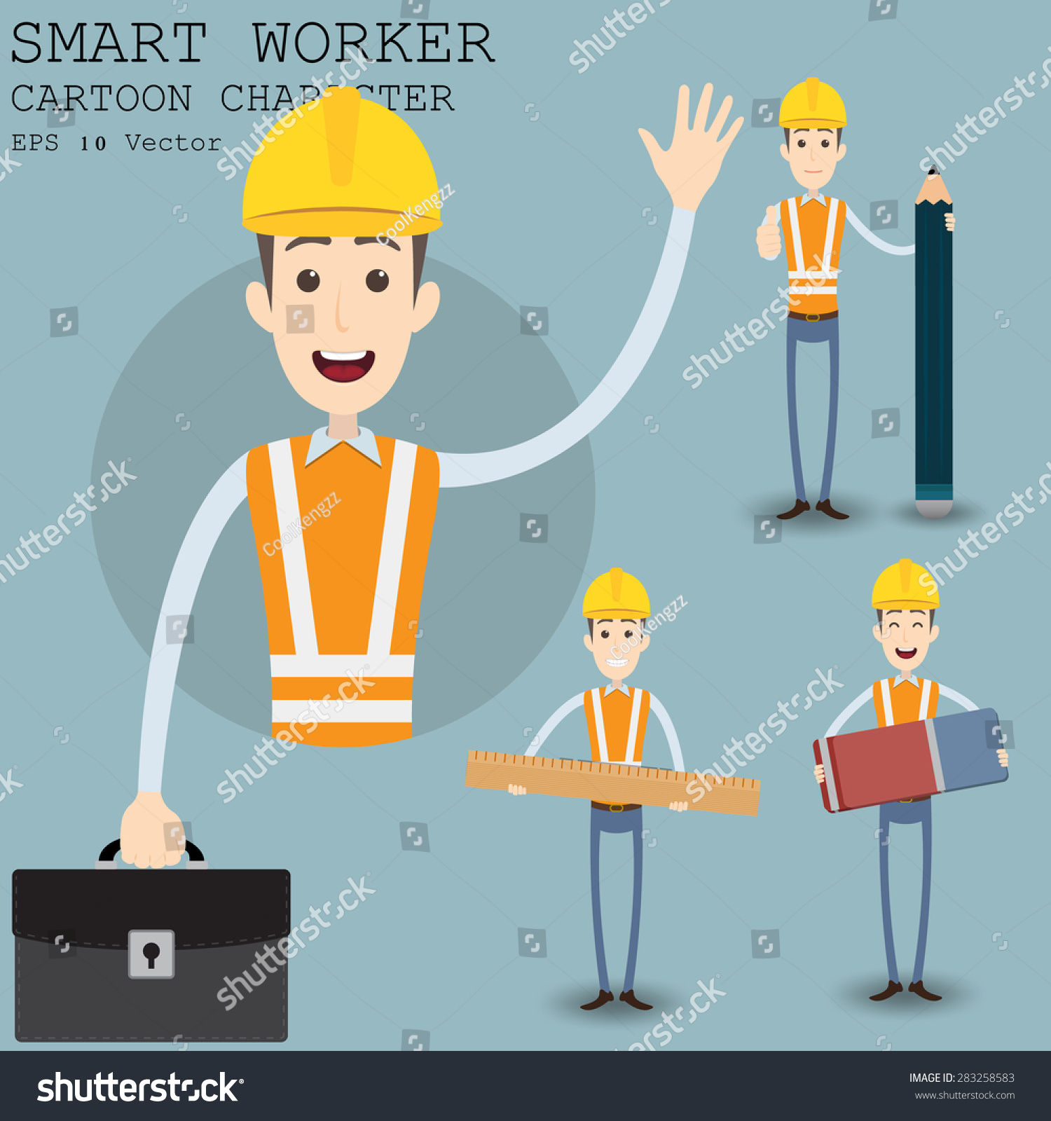 Smart Worker Cartoon Character Eps 10 Stock Vector (Royalty Free) 283258583