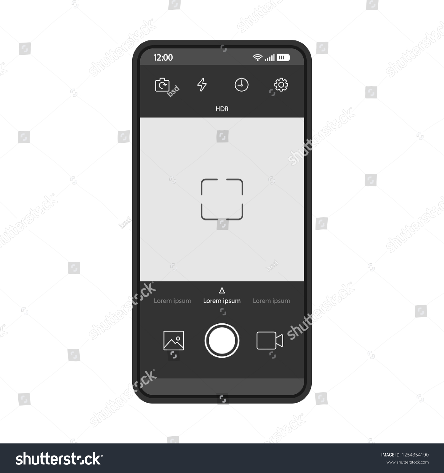 Smartphone Camera Interface Vector Template Mobile Stock Vector ... Smartphone Camera Interface Vector Template Mobile Stock Vector ...