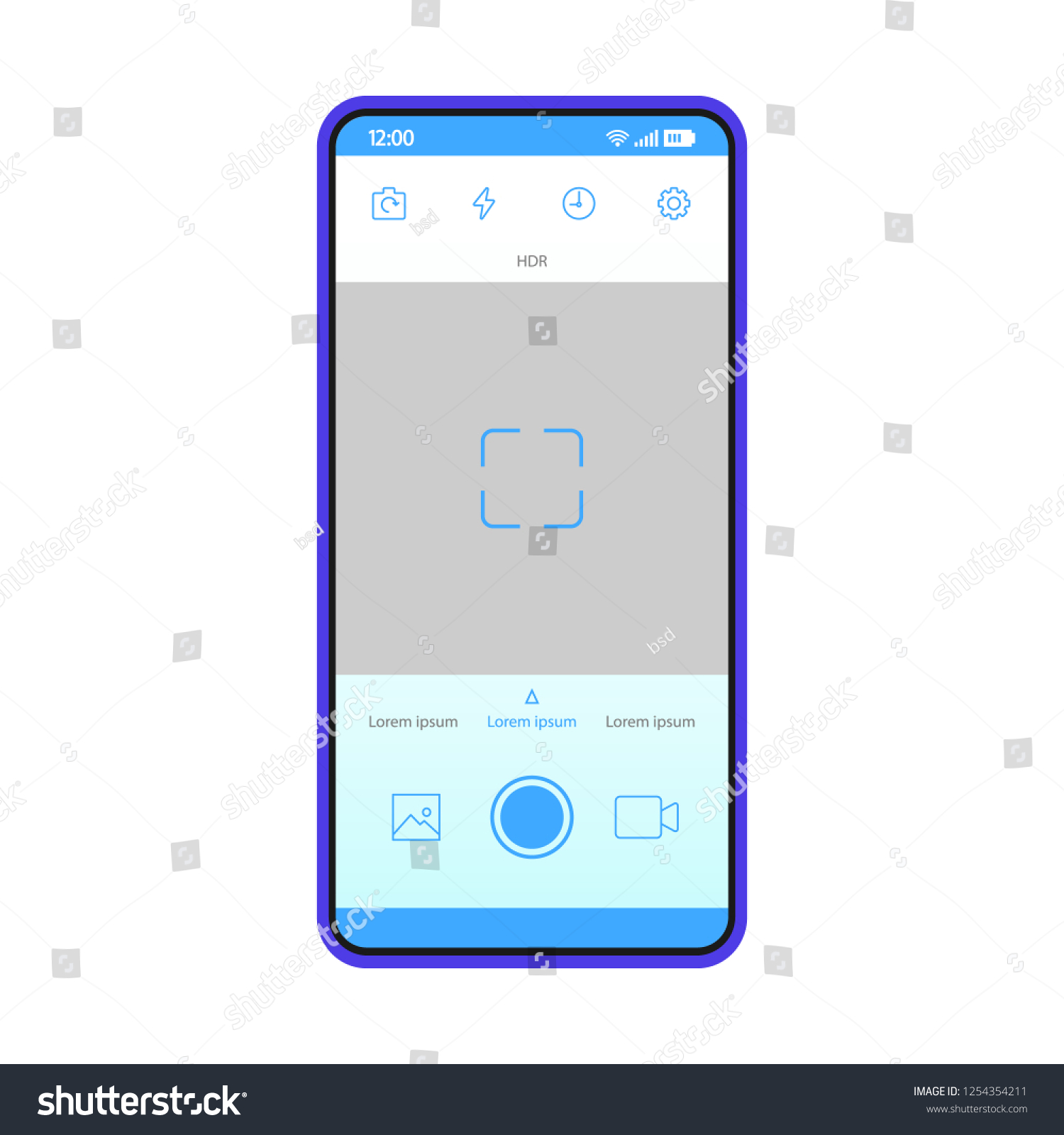 Smartphone Camera Interface Vector Template Mobile Stock Vector ...