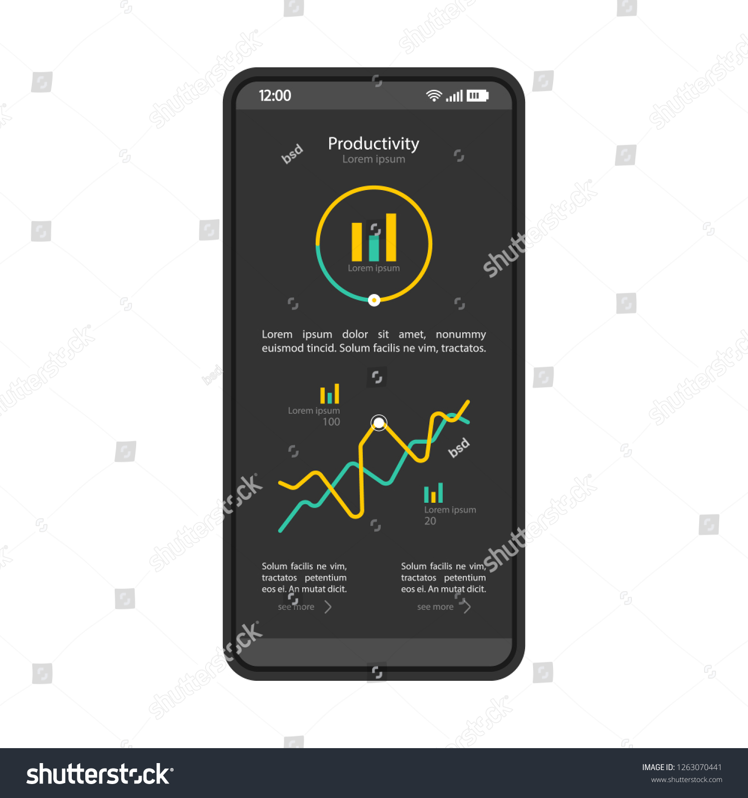 Smartphone Dashboard Interface Vector Template Mobile Stock Vector ...