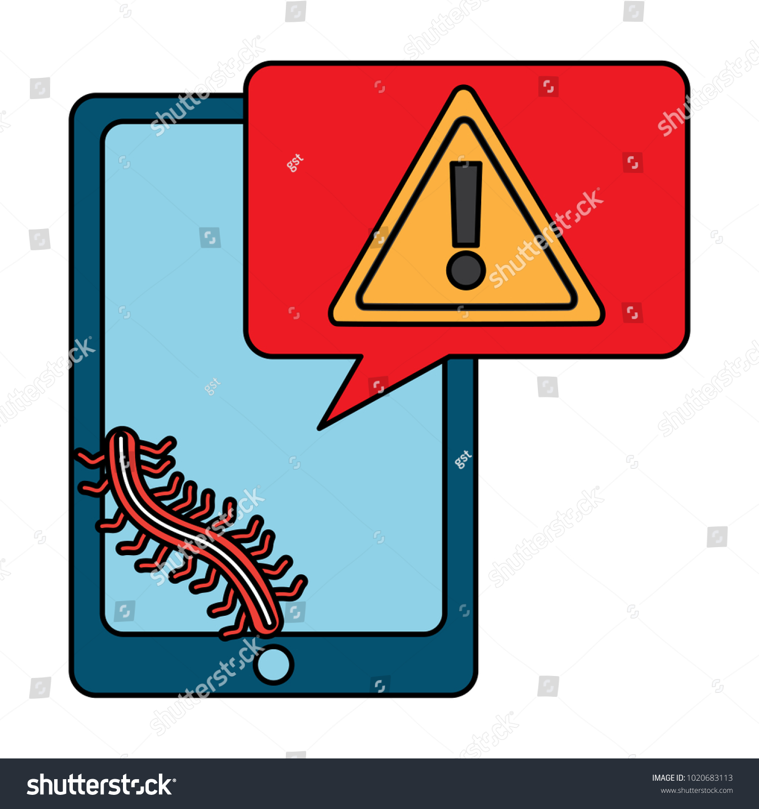 Smartphone Device Message Warning Worm Alert Stock Vector (Royalty Free ...