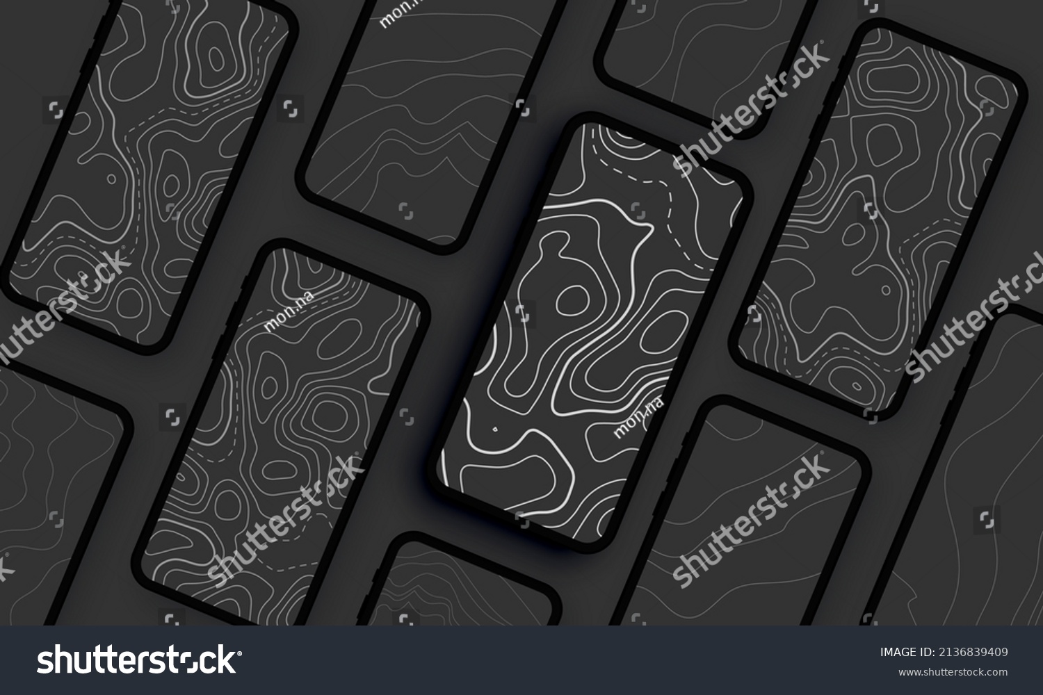 Smartphone Navigation Screen Topography App Mockup Stock Vector ...
