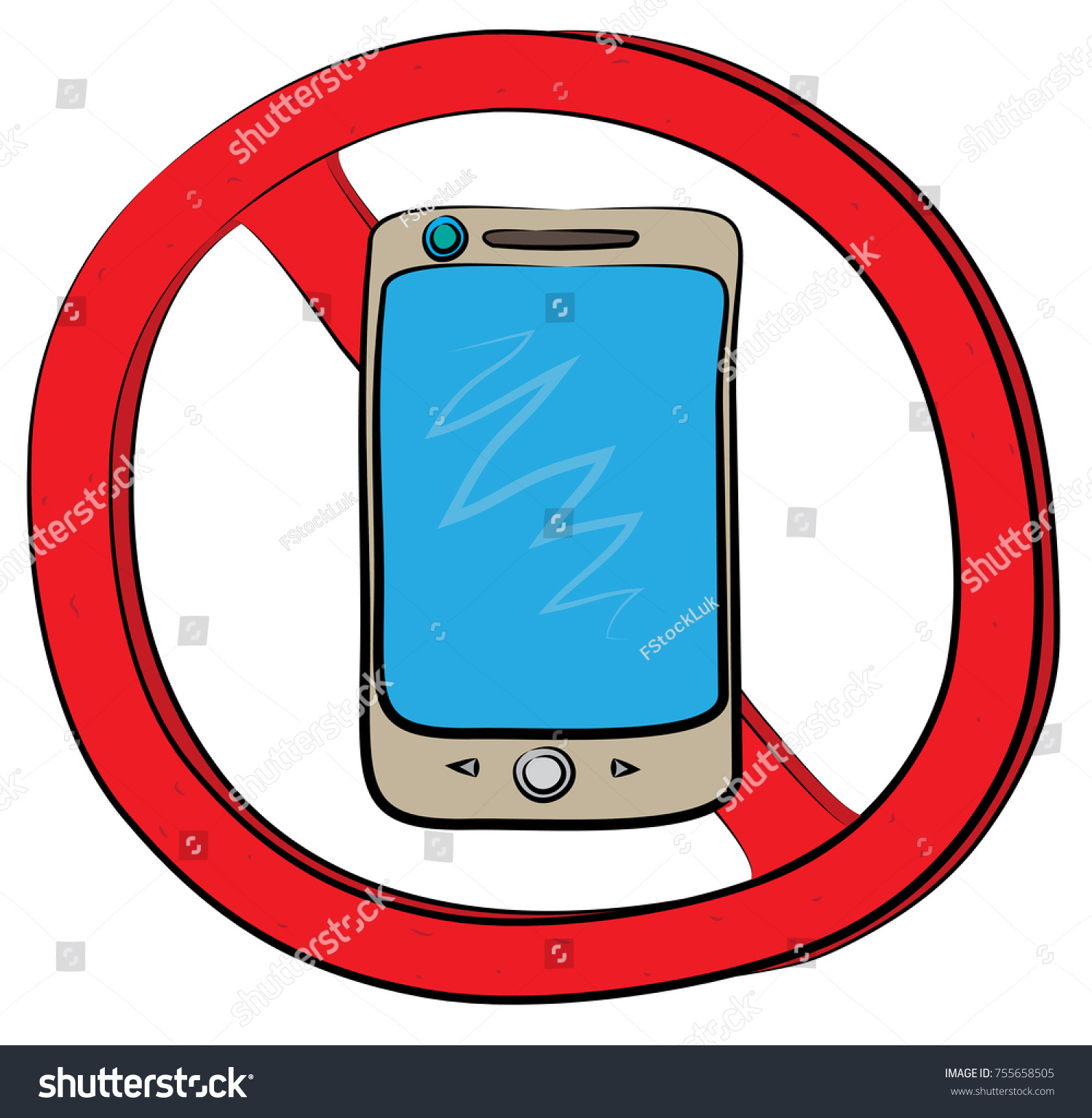 Smartphone Not Allowed Sign Stock Vector (Royalty Free) 755658505 ...