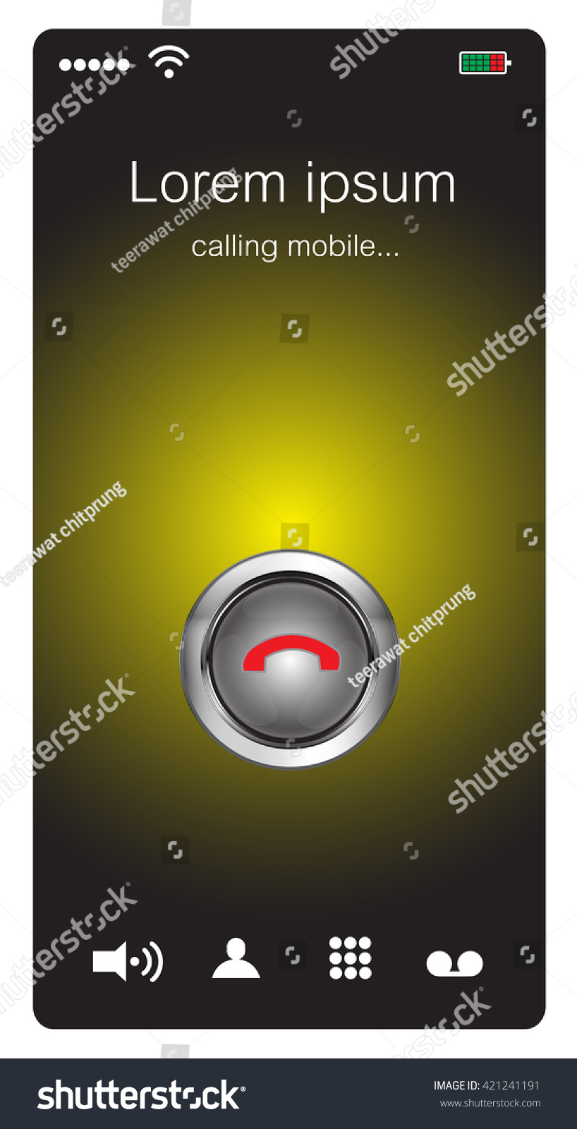 Smartphone Outgoing Call Screen Vector Illustration Stock Vector Royalty Free 421241191