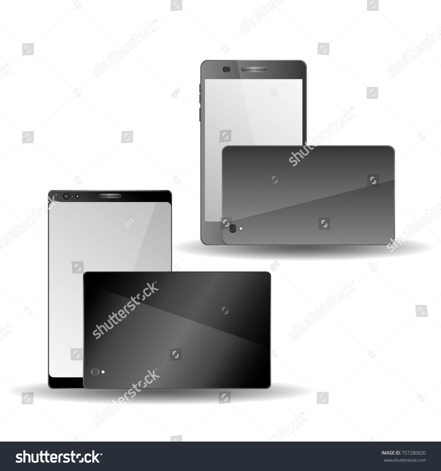 Smartphone Touchscreen Two View Front Back Stock Vector (Royalty Free ...