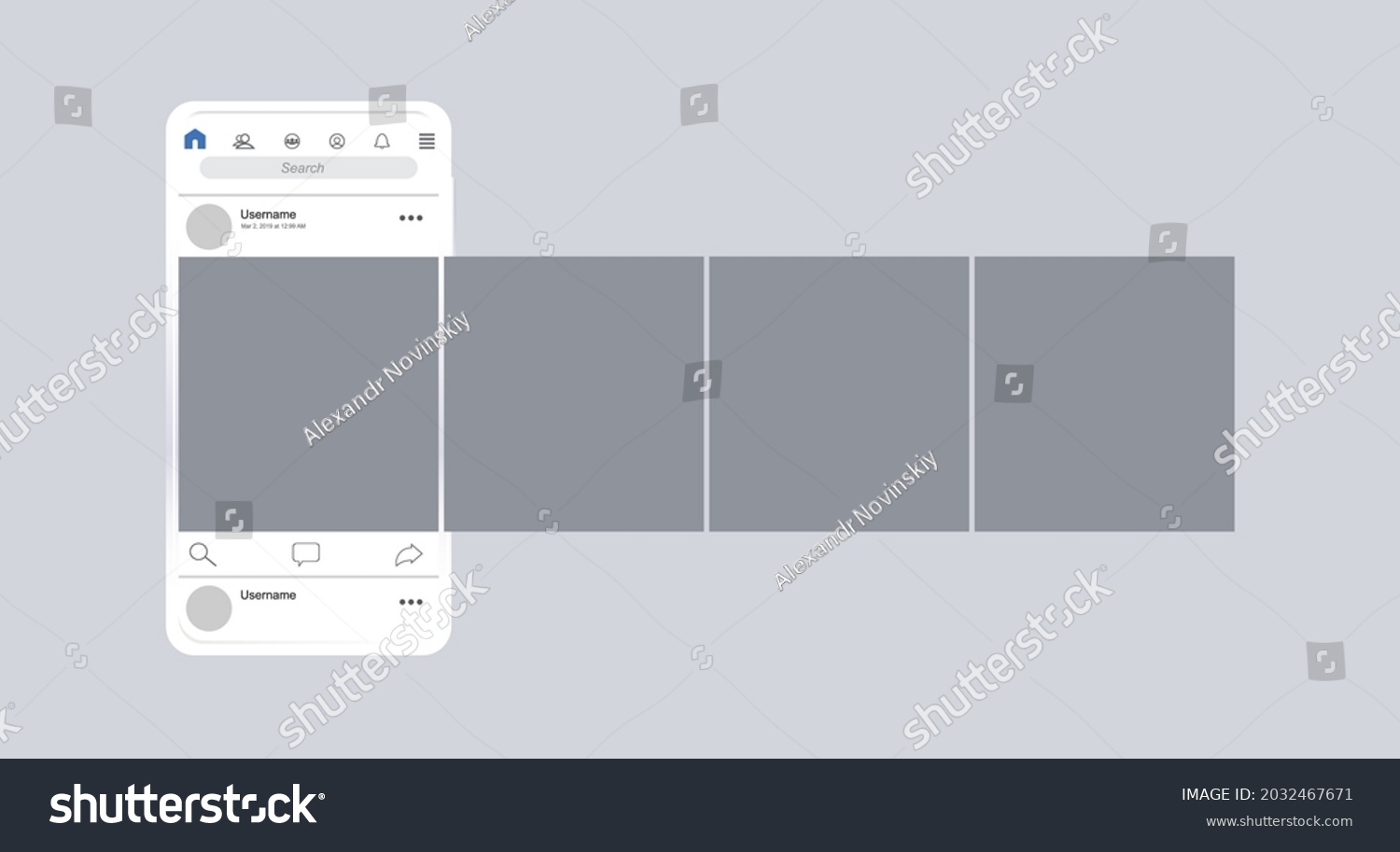 Smartphone Carousel Interface Post On Social Stock Vector (Royalty Free ...
