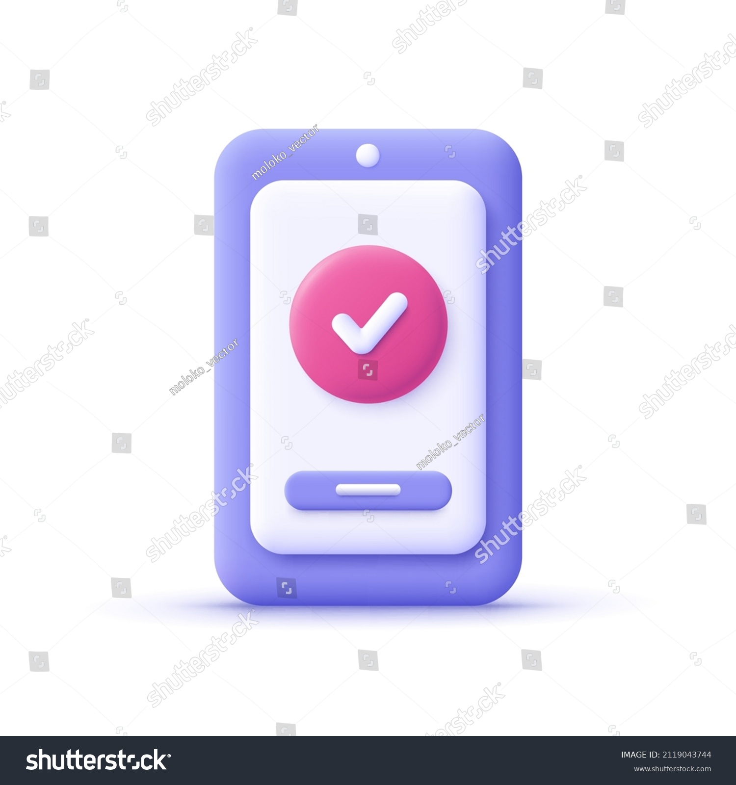 Smartphone Check Sign 3d Vector Icon Stock Vector (Royalty Free) 2119043744 Smartphone Check Sign 3d Vector Icon Stock Vector (Royalty Free) 2119043744