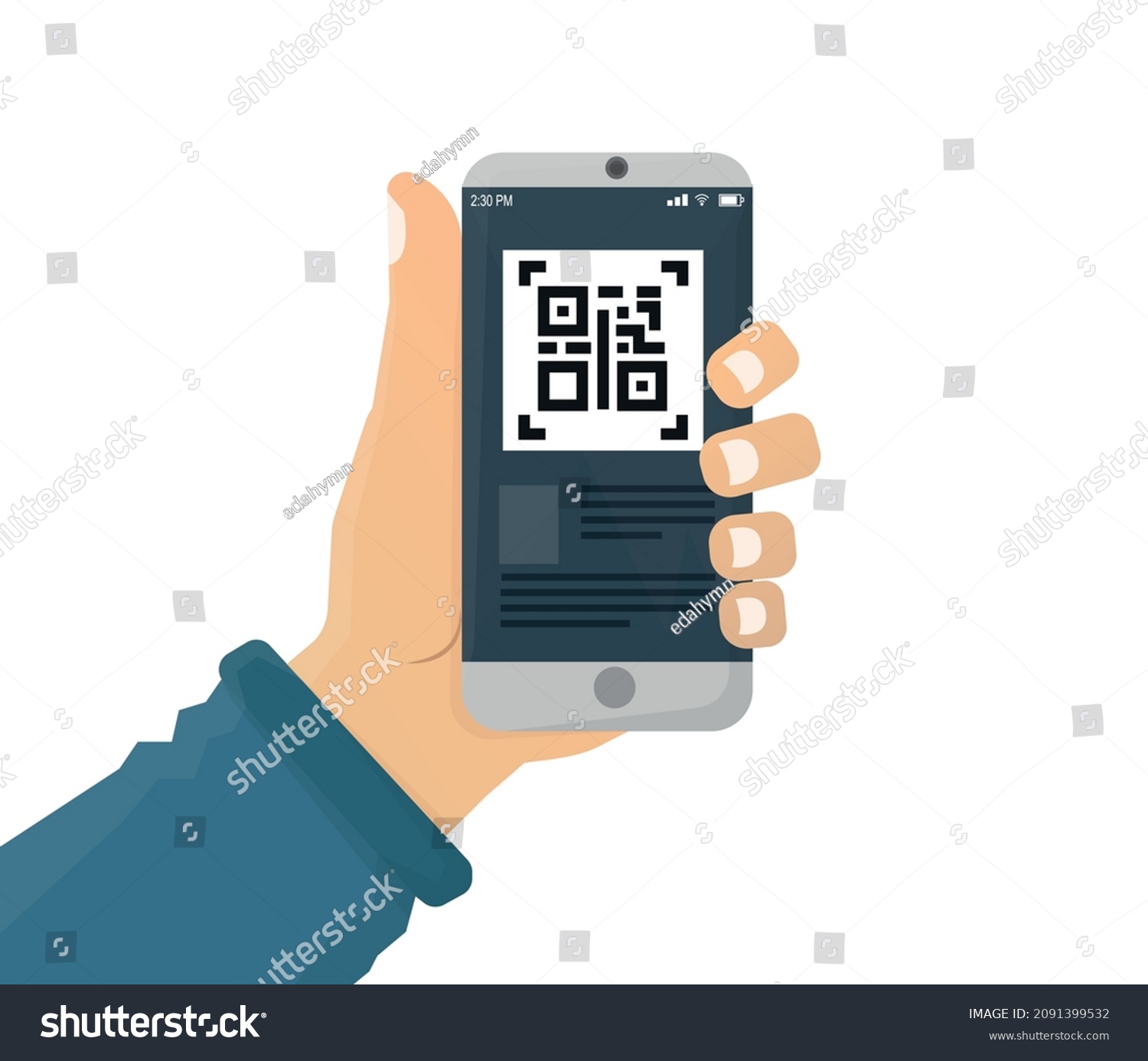 Smartphone Qr Code On Screen Editable Stock Vector (Royalty Free ...