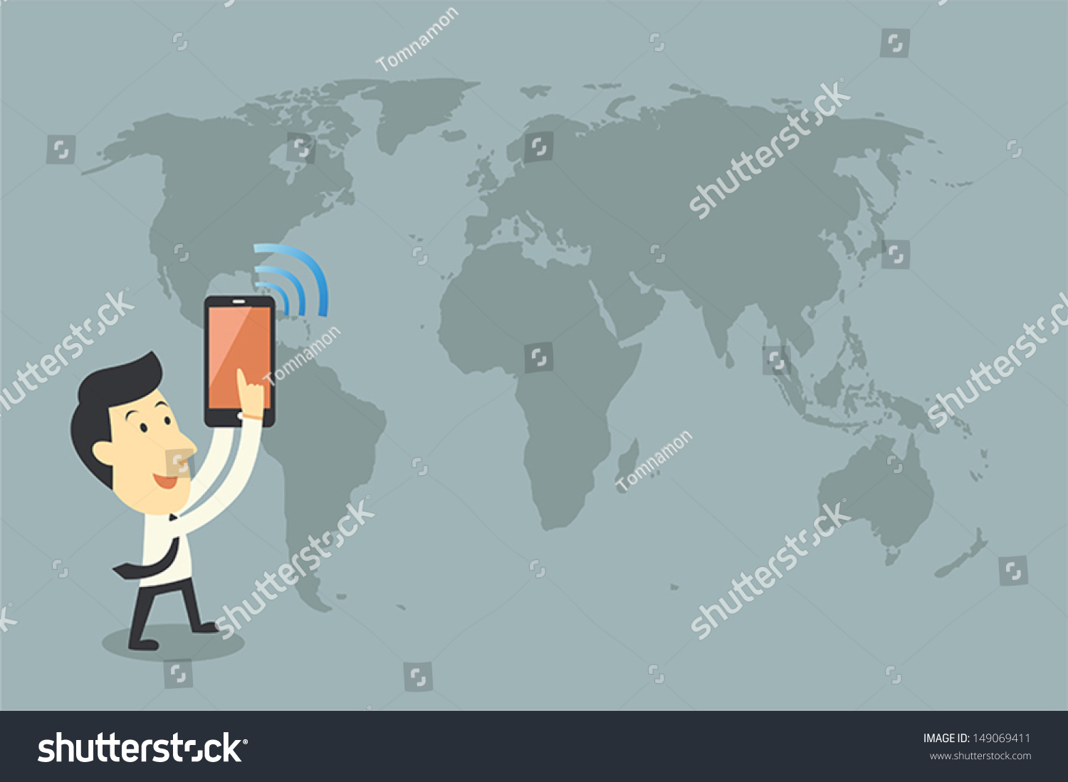 Smartphones Networking Cartoon Vector Stock Vector (Royalty Free ...
