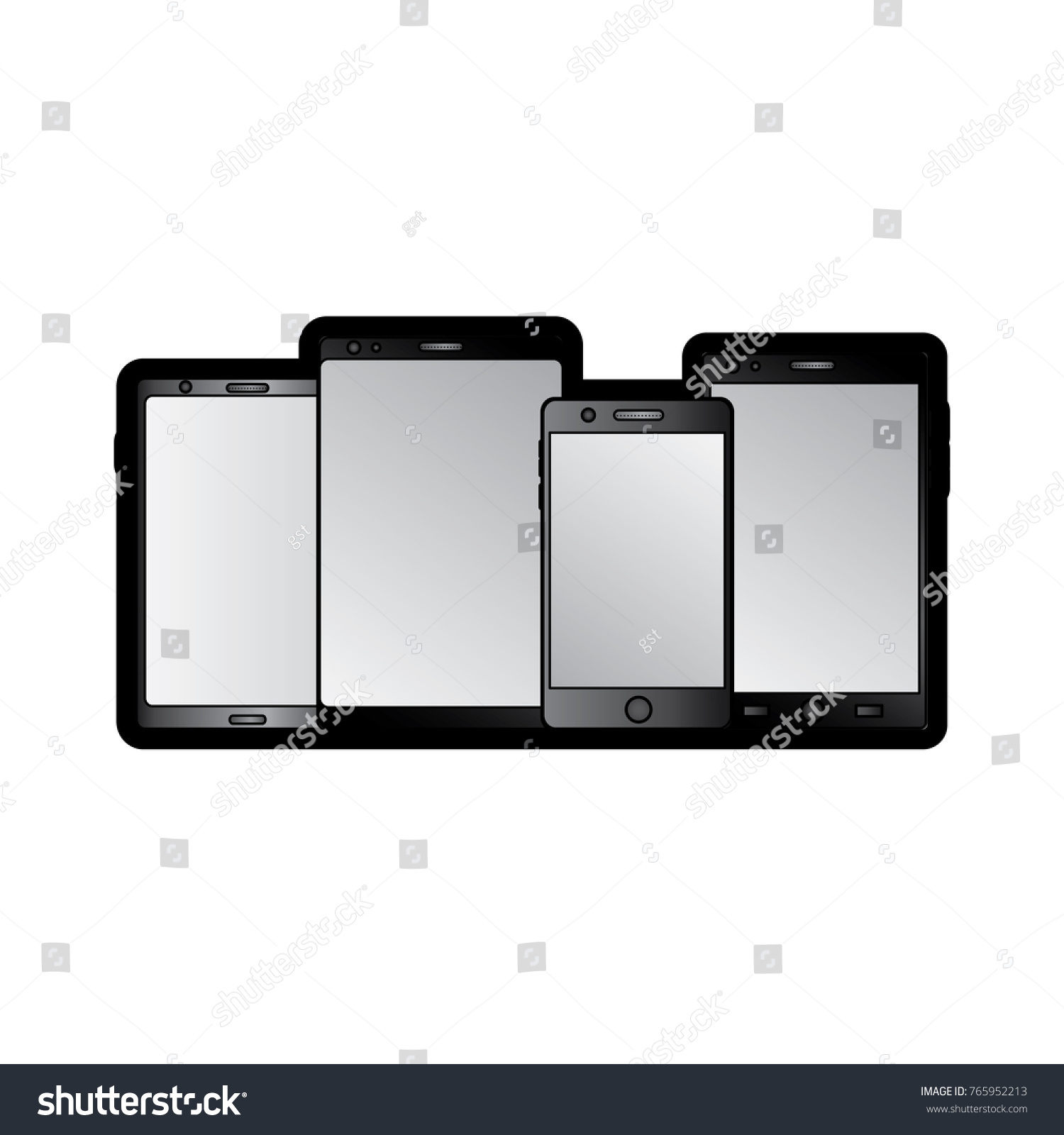 Smartphones Sizes Types Digital Device Icon Stock Vector (Royalty Free ...