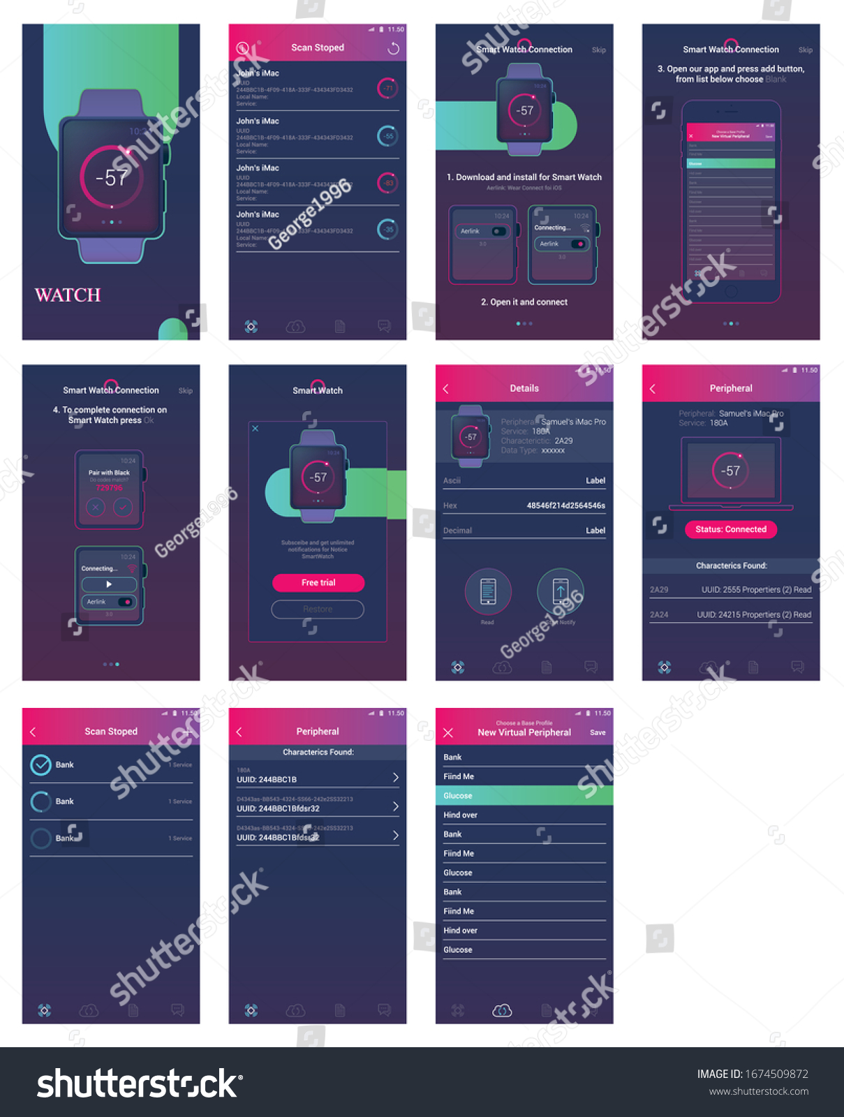 Smartwatch Connection App Ui Design Mobile: เวกเตอร์สต็อก (ปลอดค่า ...