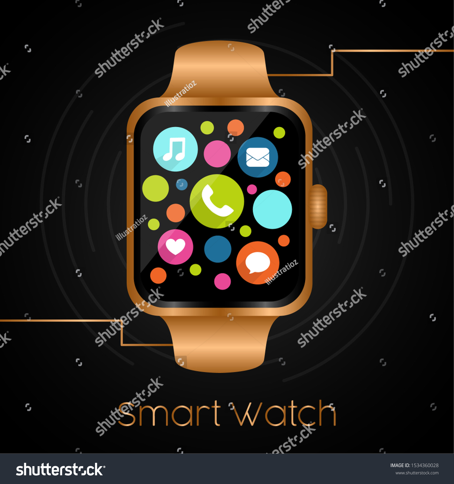 Smartwatch Poster Digital Clock Vector Illustration Stock Vector ...