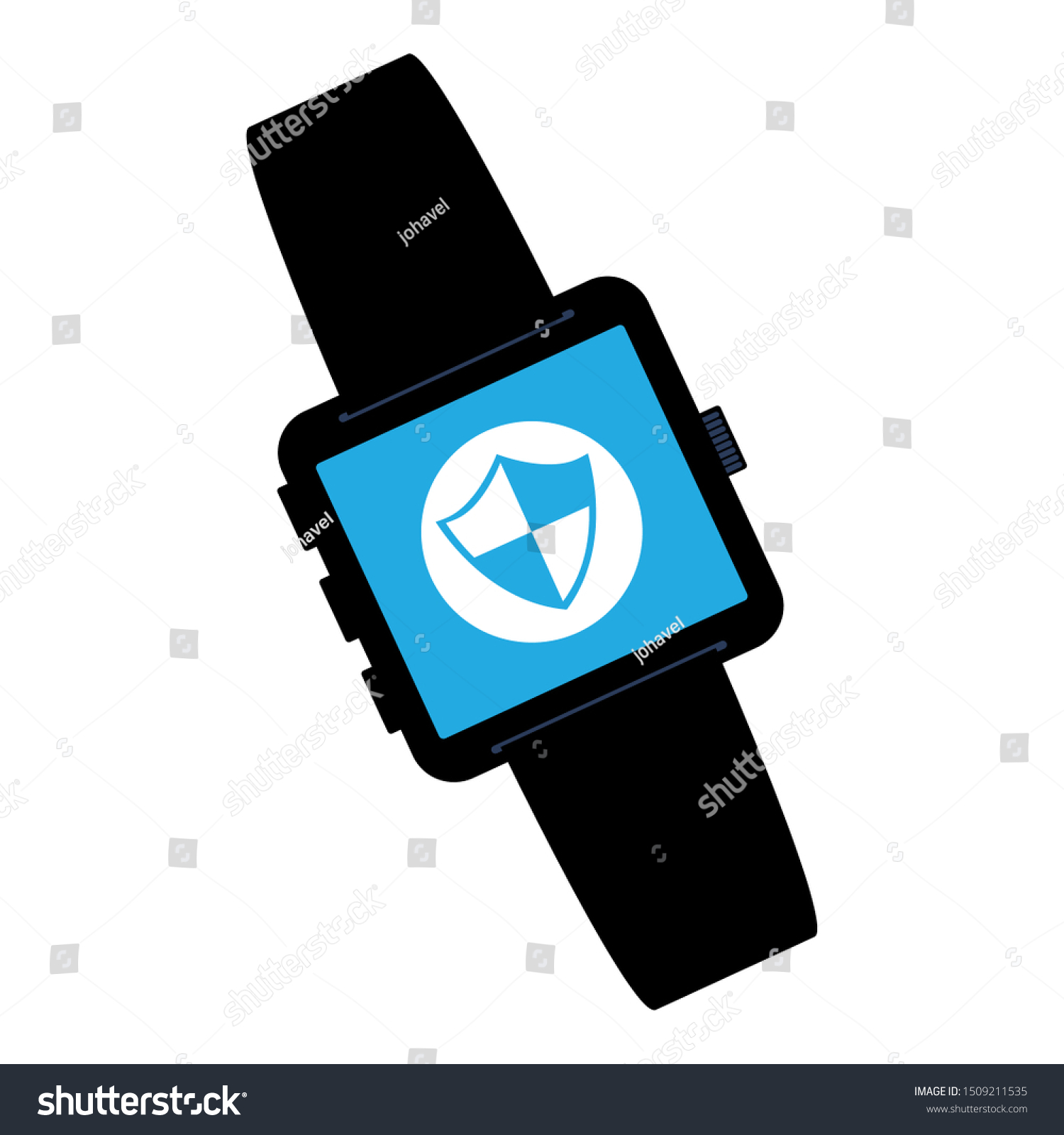 Smartwatch Technology Shield Security App Vector Stock Vector (Royalty ...