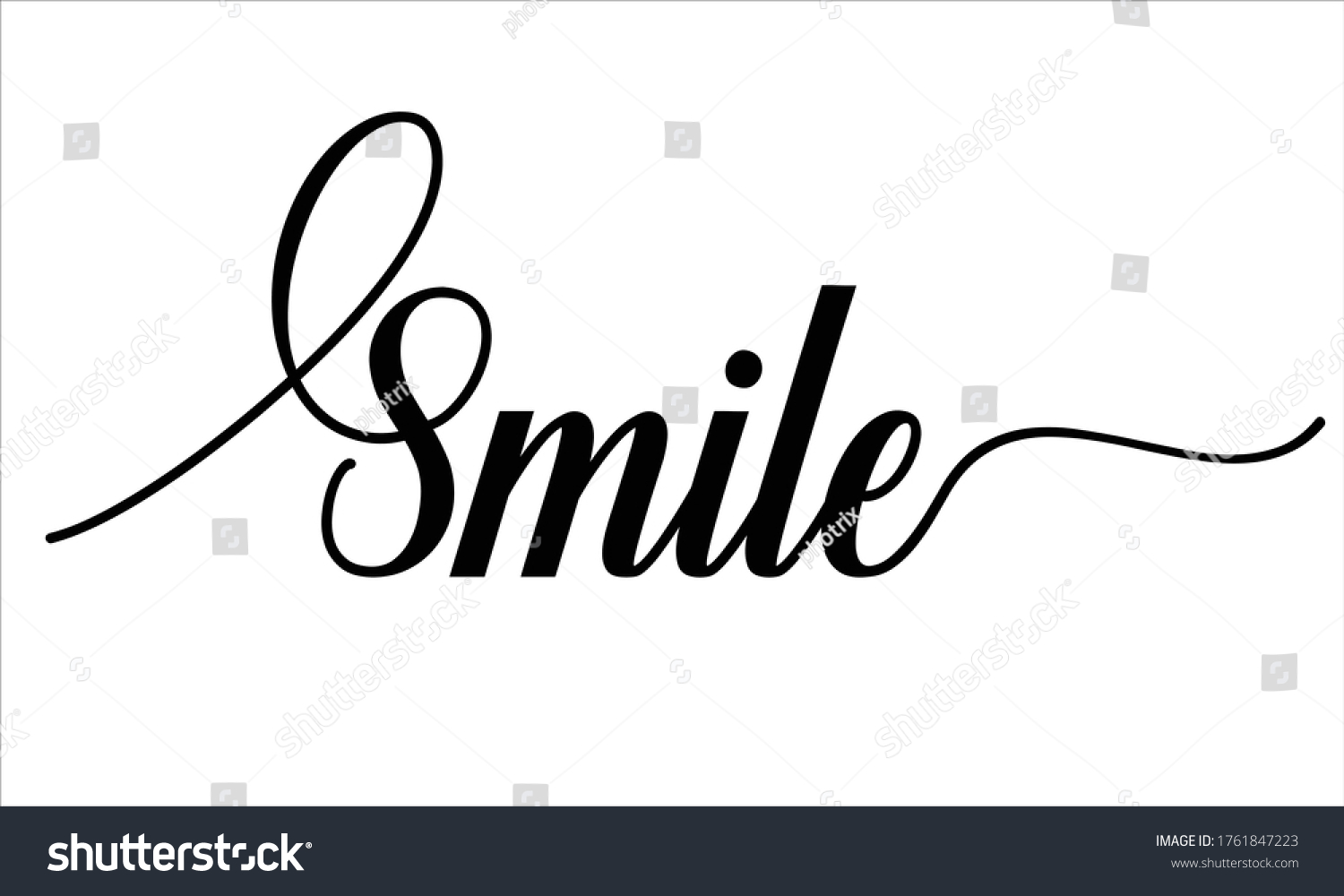 Smile Calligraphic Cursive Typographic Text On Stock Vector (Royalty ...