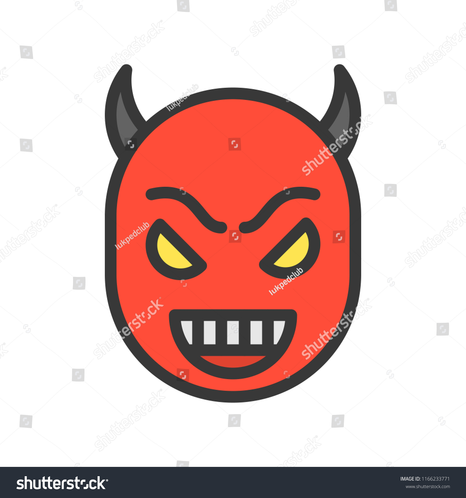Smile Devil Face Halloween Character Editable Stock Vector (Royalty ...