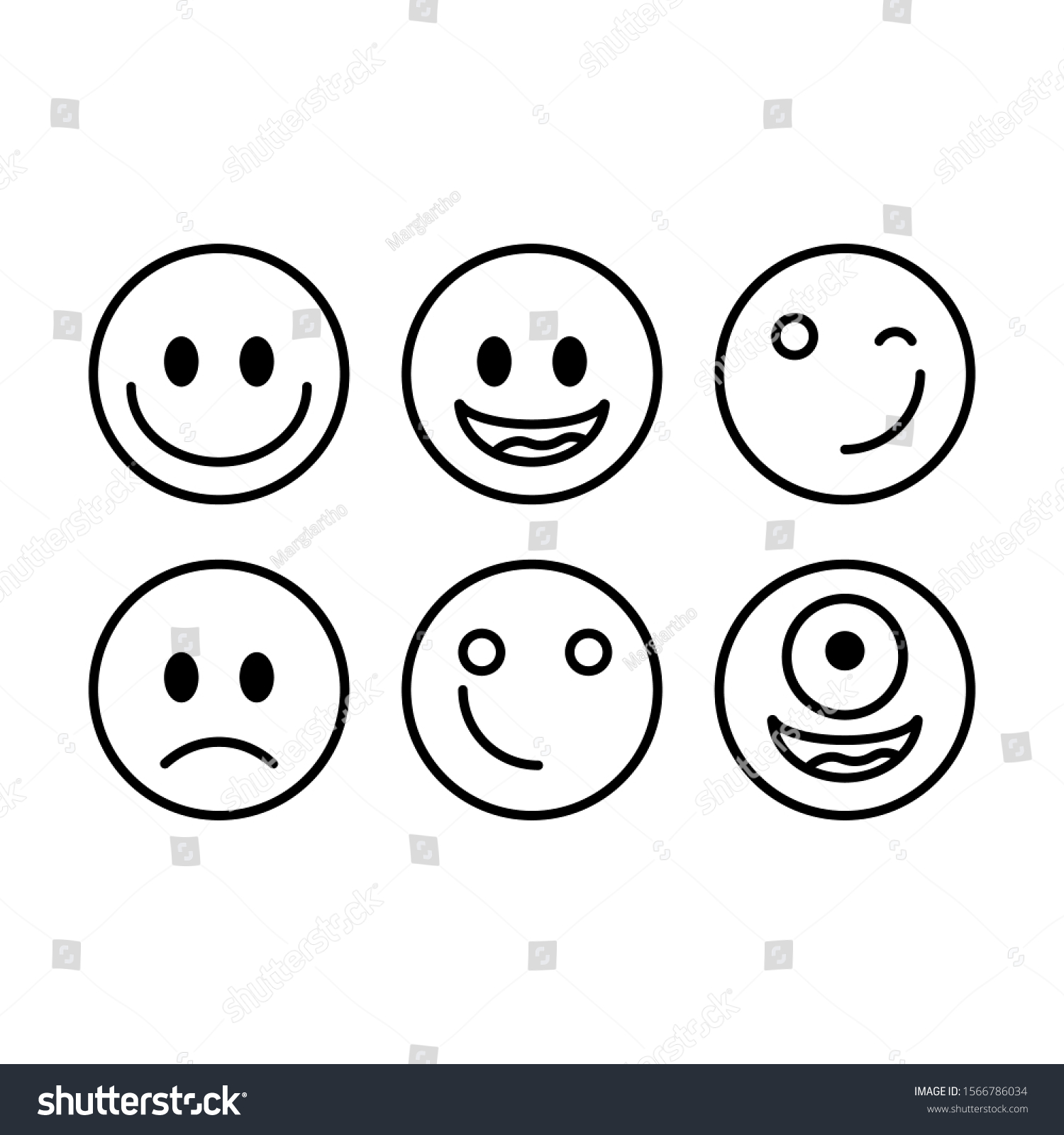 Smile Emoticon Vector Icon Set: vector de stock (libre de regalías ...