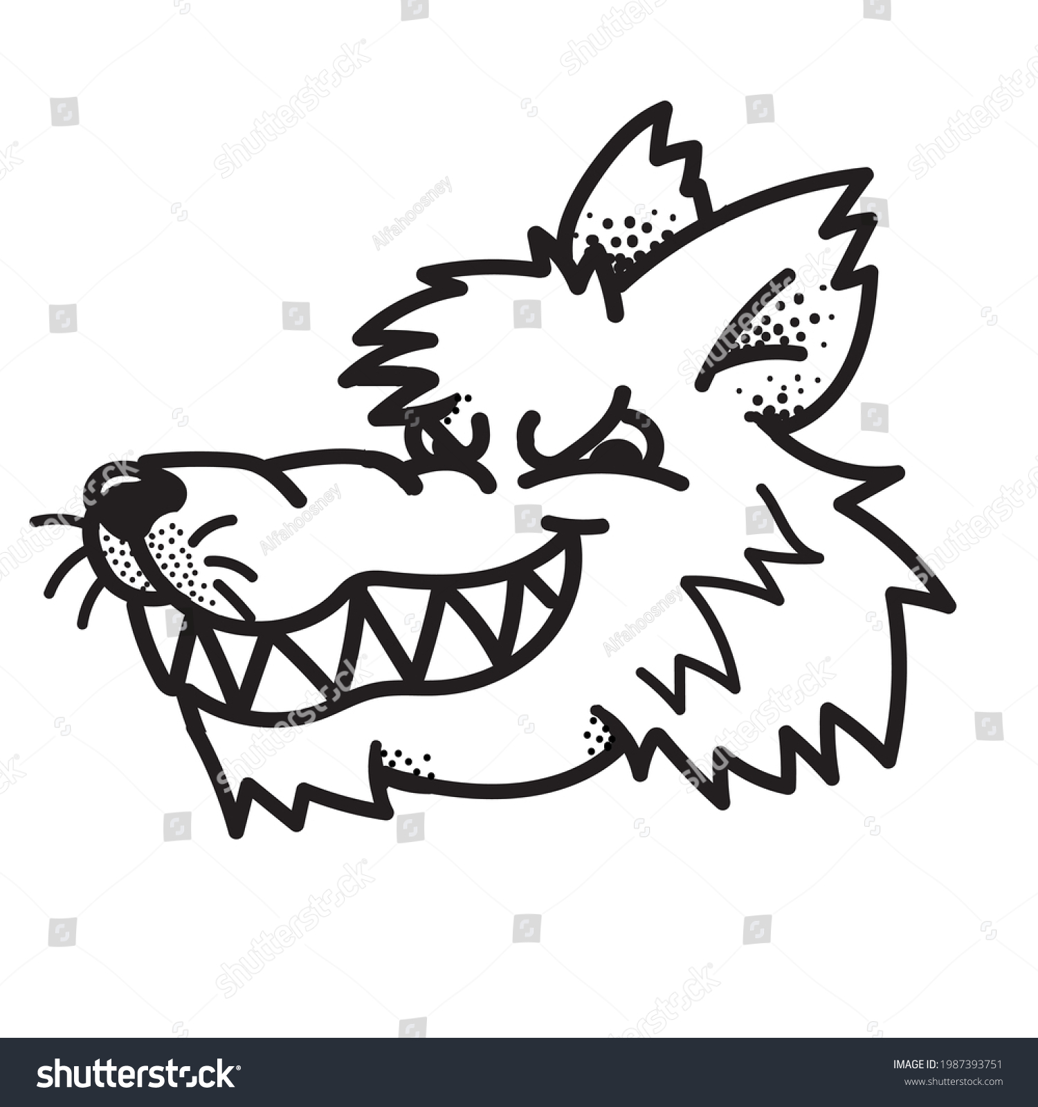 Smile Wolf Hand Vector Logo Stock Vector (Royalty Free) 1987393751