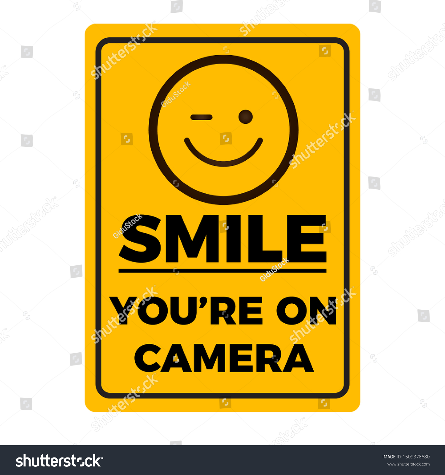 Smile Youre On Camera Sign Warning Stock Vector Royalty Free 1509378680