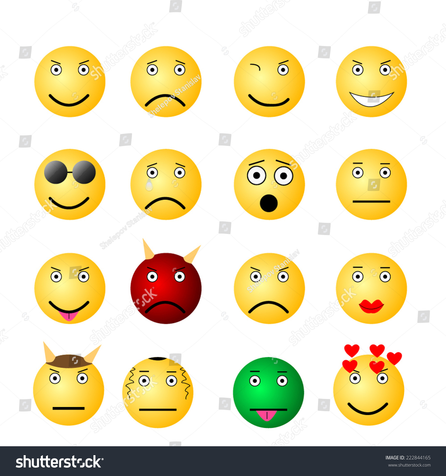 Smiles On White Background Stock Vector (Royalty Free) 222844165 ...