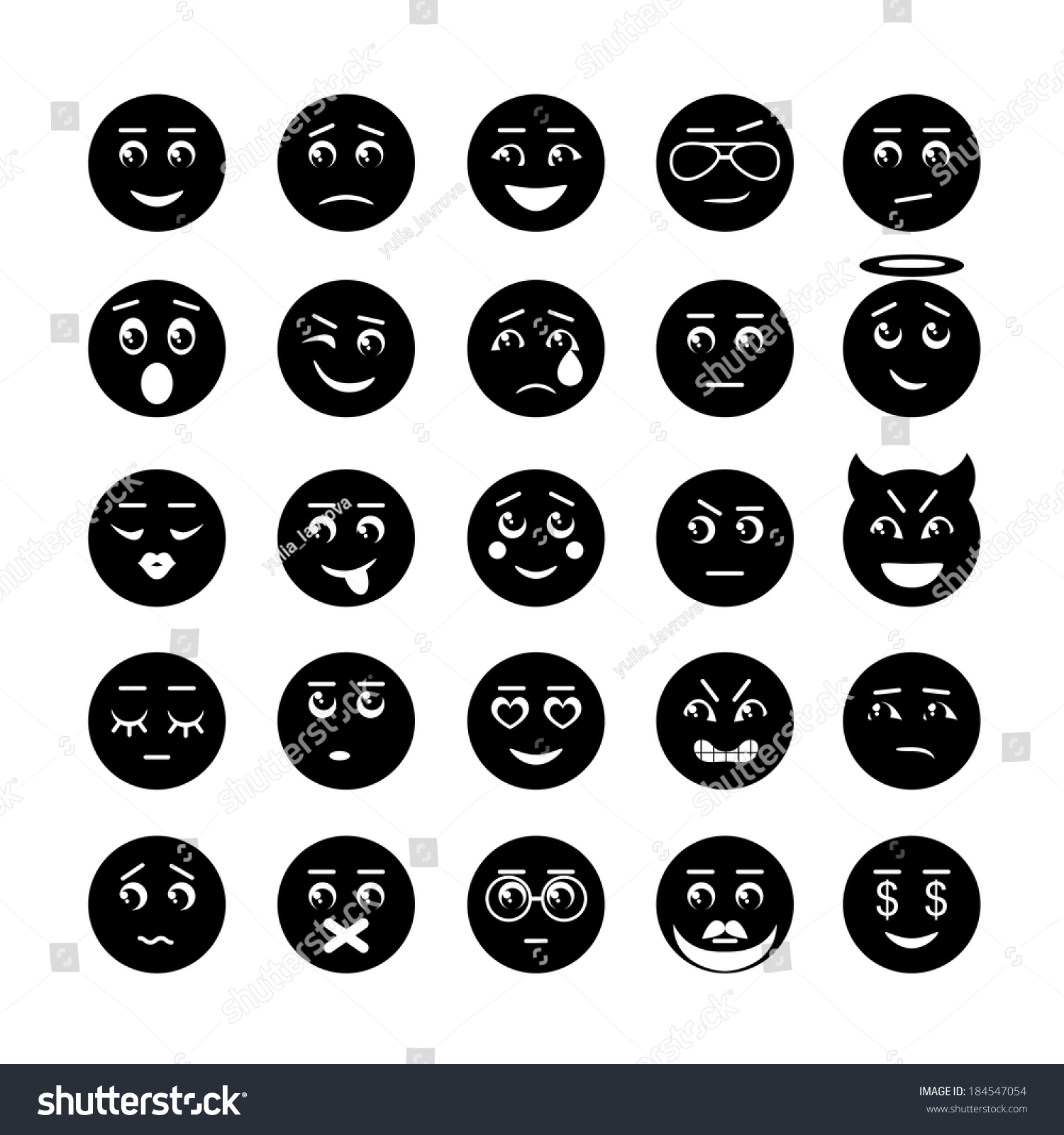 Smiley Faces Icon Collection Vector Illustration 스톡 벡터(로열티 프리 ...