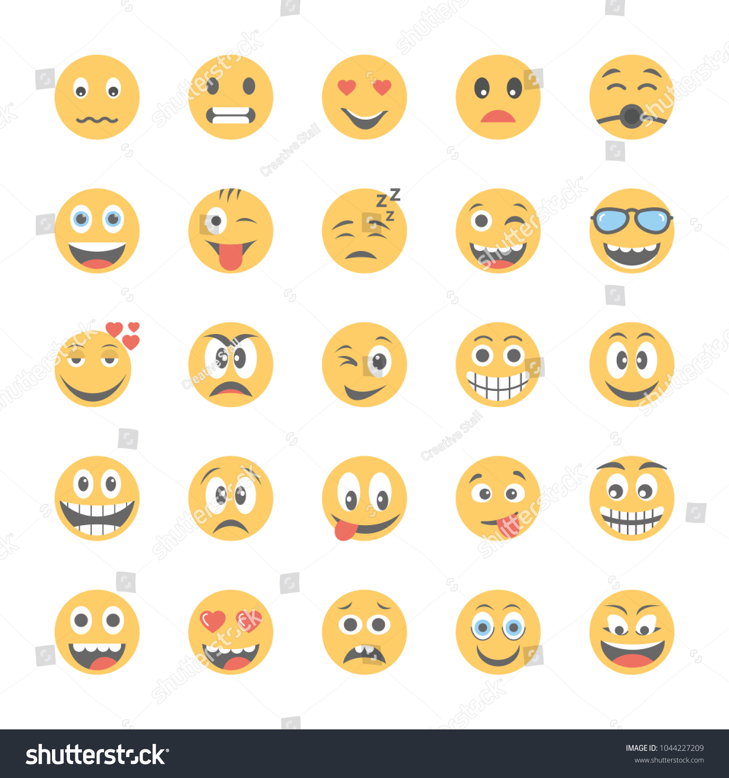 Smiley Flat Icons Set 3 Stock Vector (Royalty Free) 1044227209 ...