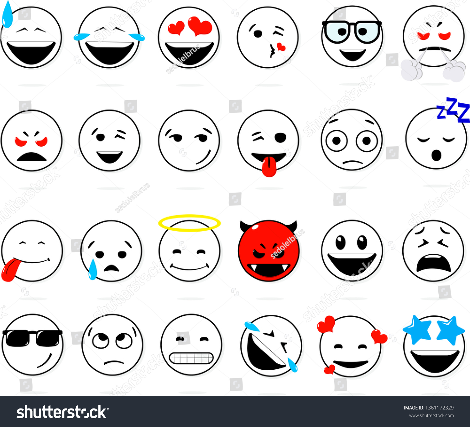 Smileys Emoticons Vector Set : image vectorielle de stock (libre de ...