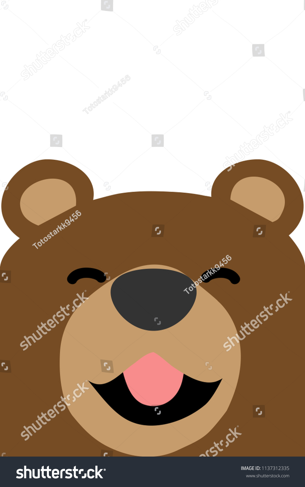 Smiling Bear Face Flat Design Vector Stock Vector (Royalty Free) 1137312335