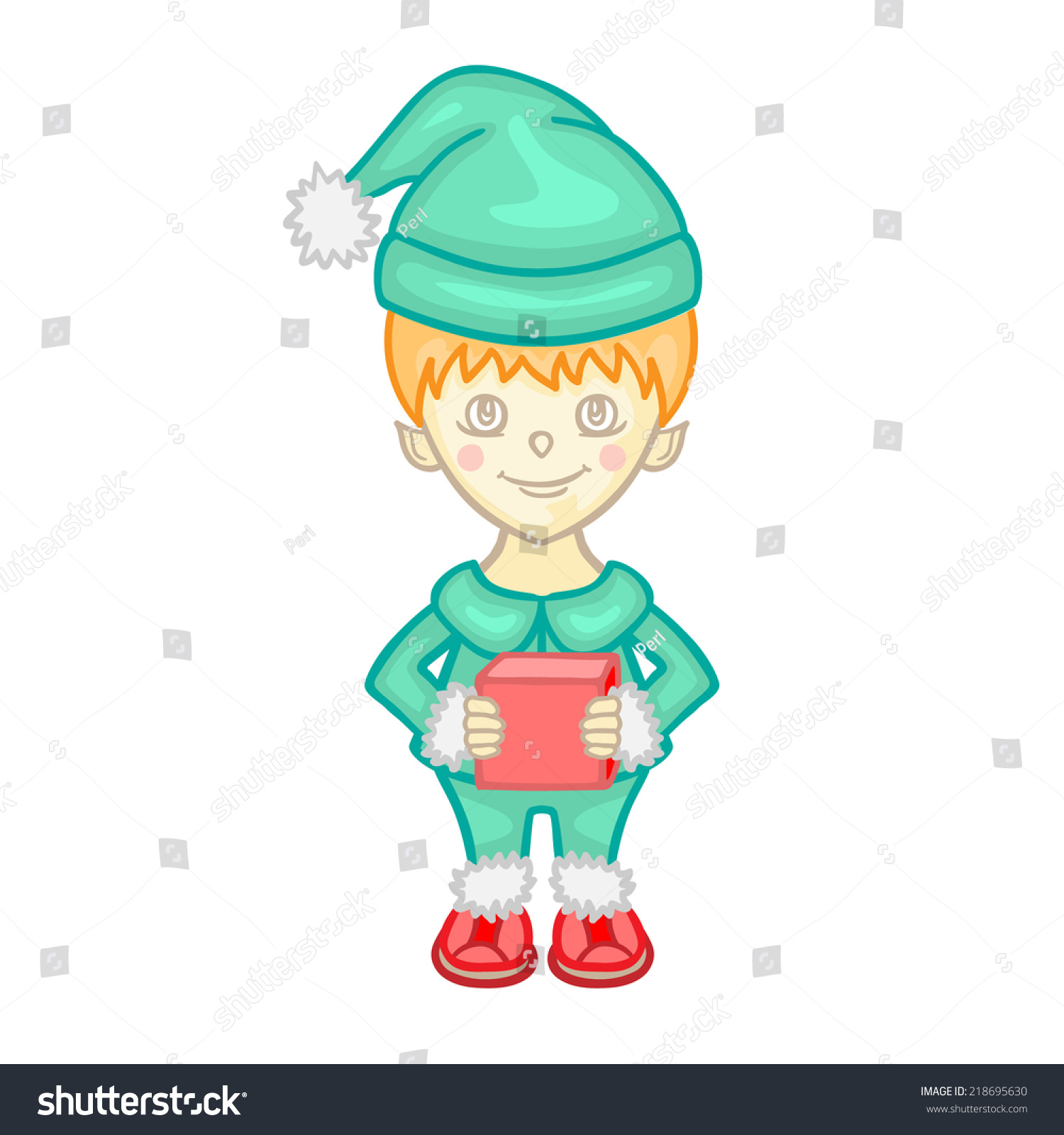 Smiling Cartoon Elf Vector Illustration: vector de stock (libre de ...