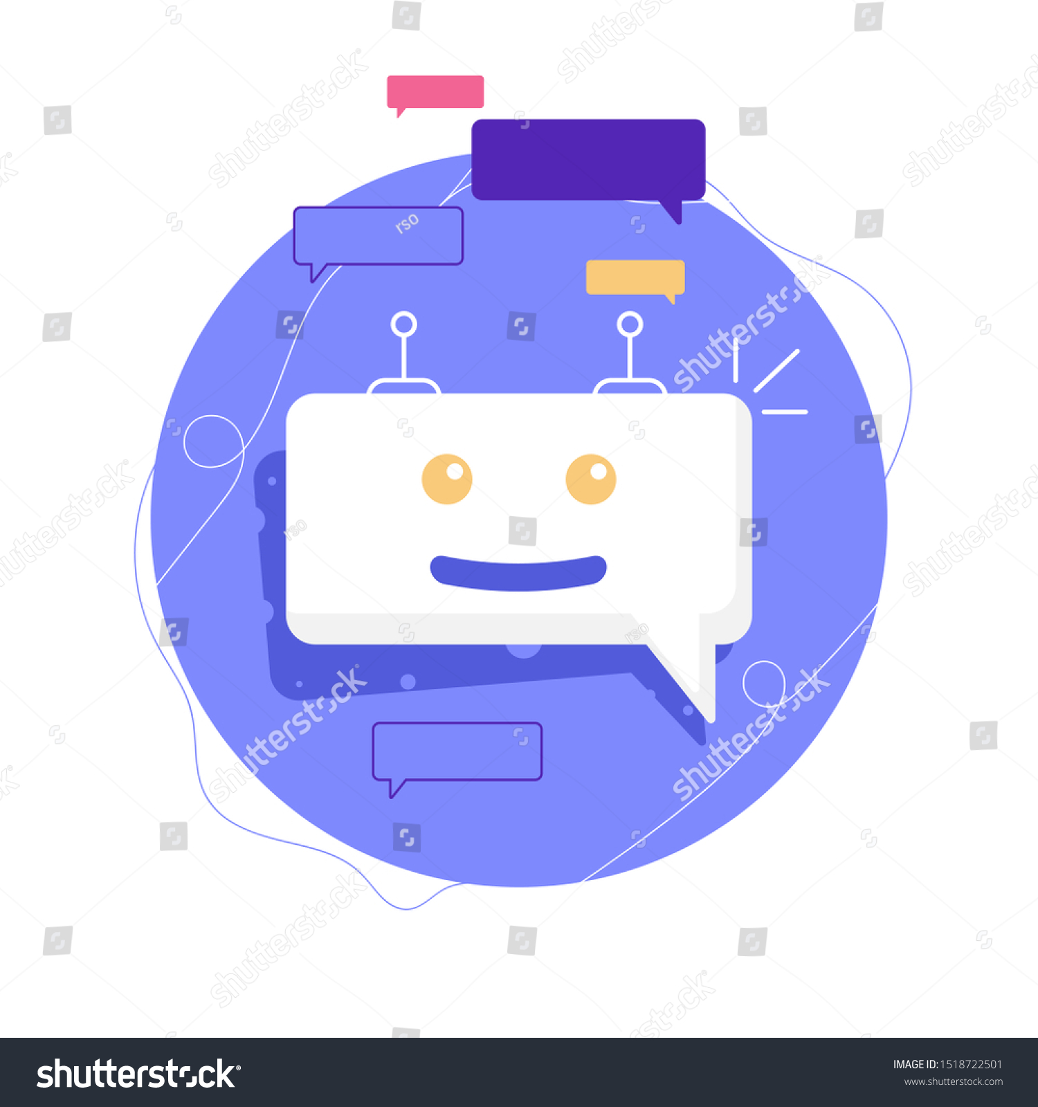 Smiling Chatbot Flat Icon Illustration Stock Vector (Royalty Free ...