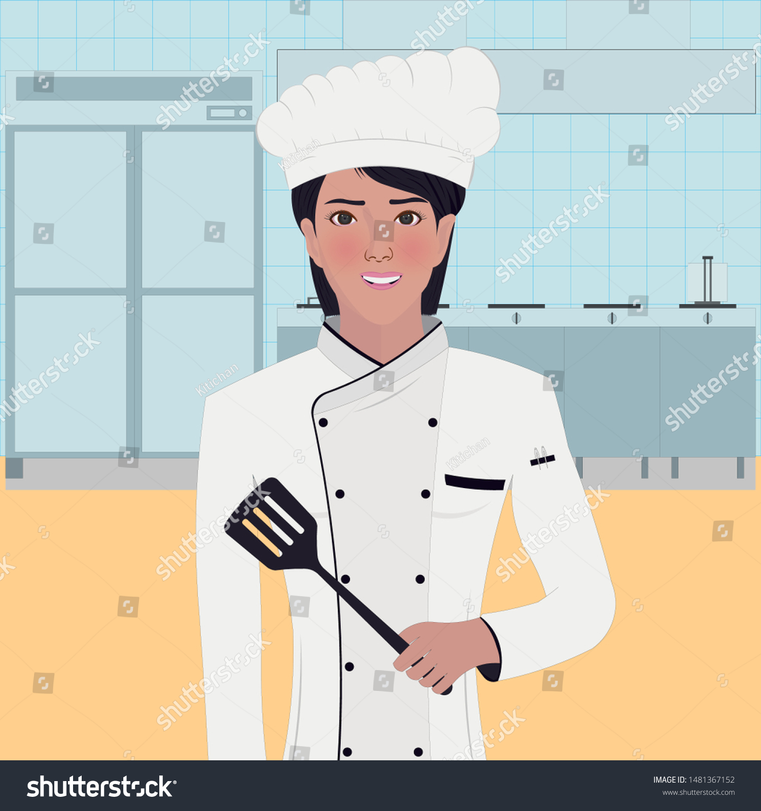 Smiling Chef Draw Cartoon Vector Stock Vector (Royalty Free) 1481367152 ...
