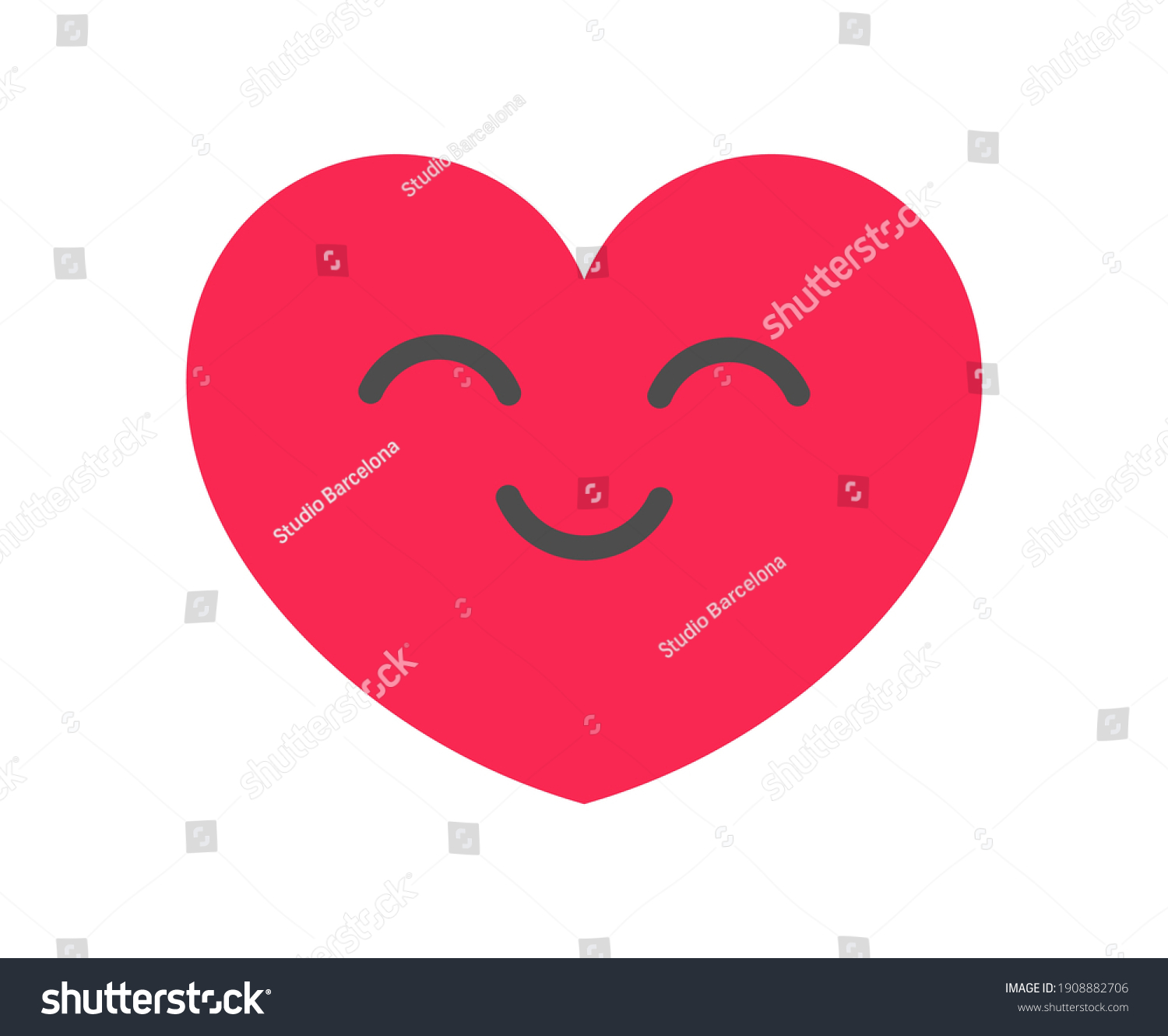 Smiling Cute Heart Icon Vector Illustration Stock Vector (Royalty Free ...