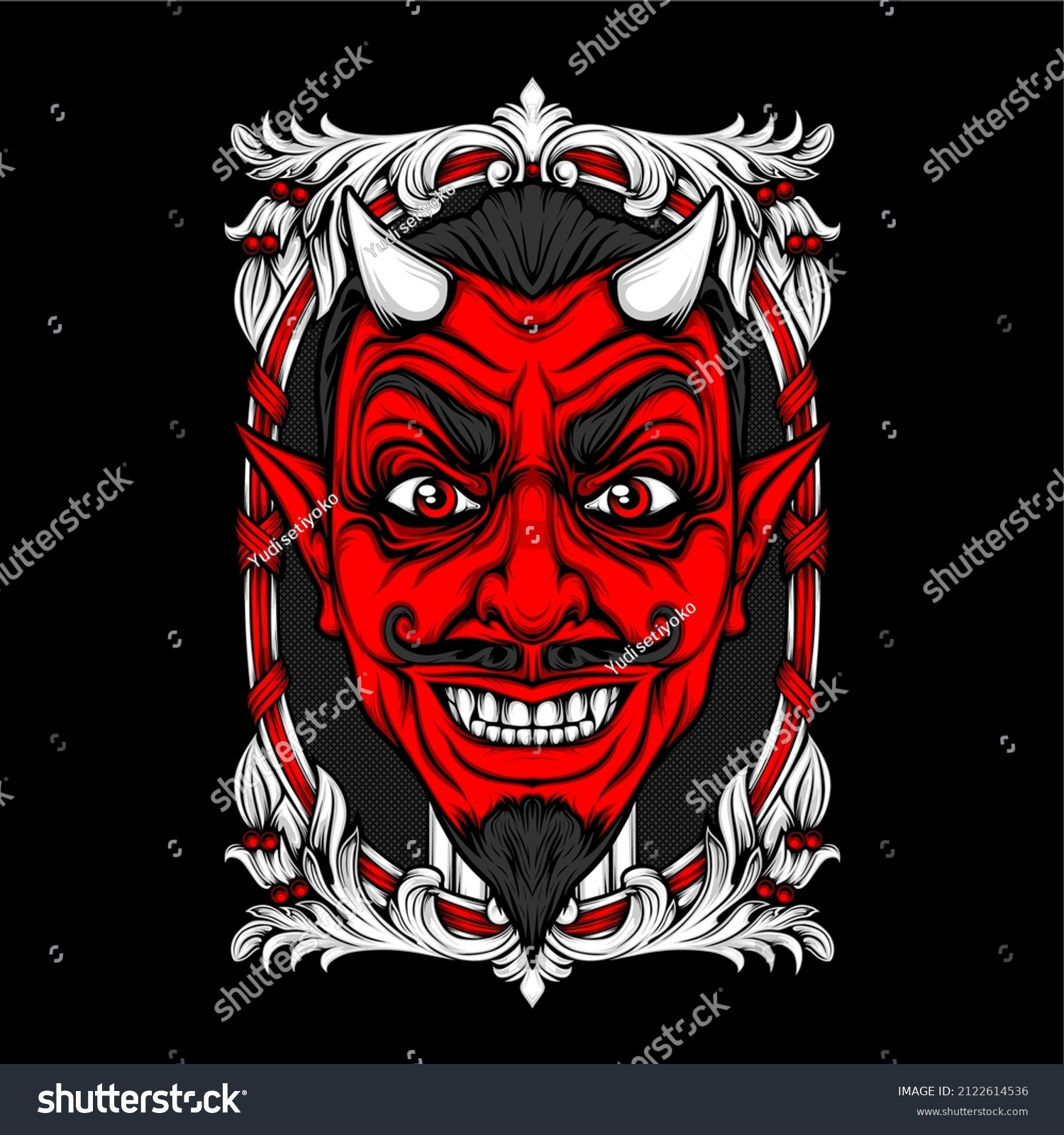 Smiling Devil Face Illustration Awesome Background Stock Vector ...