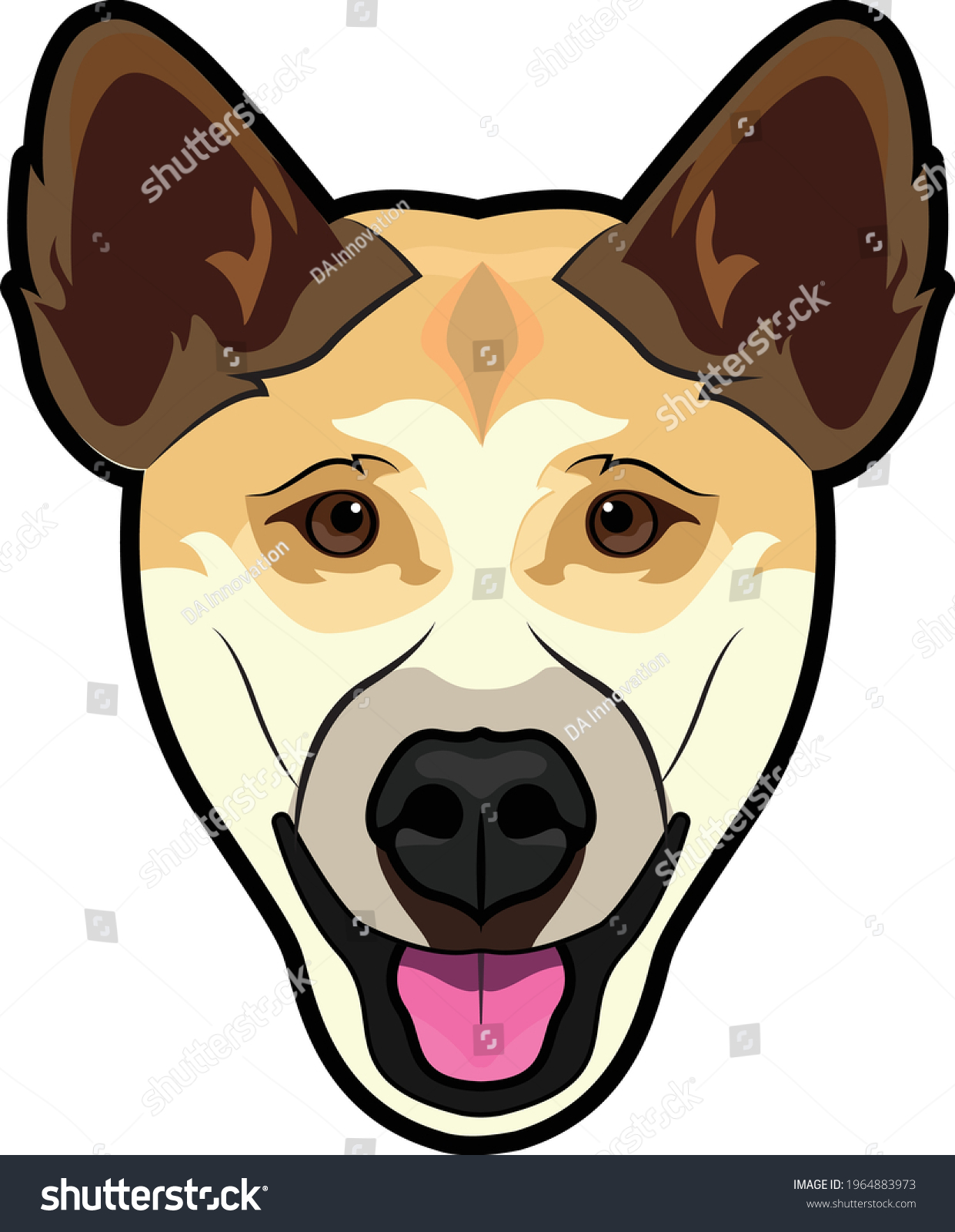 Smiling Dog Face Vector Portrait Stock Vector (Royalty Free) 1964883973 ...