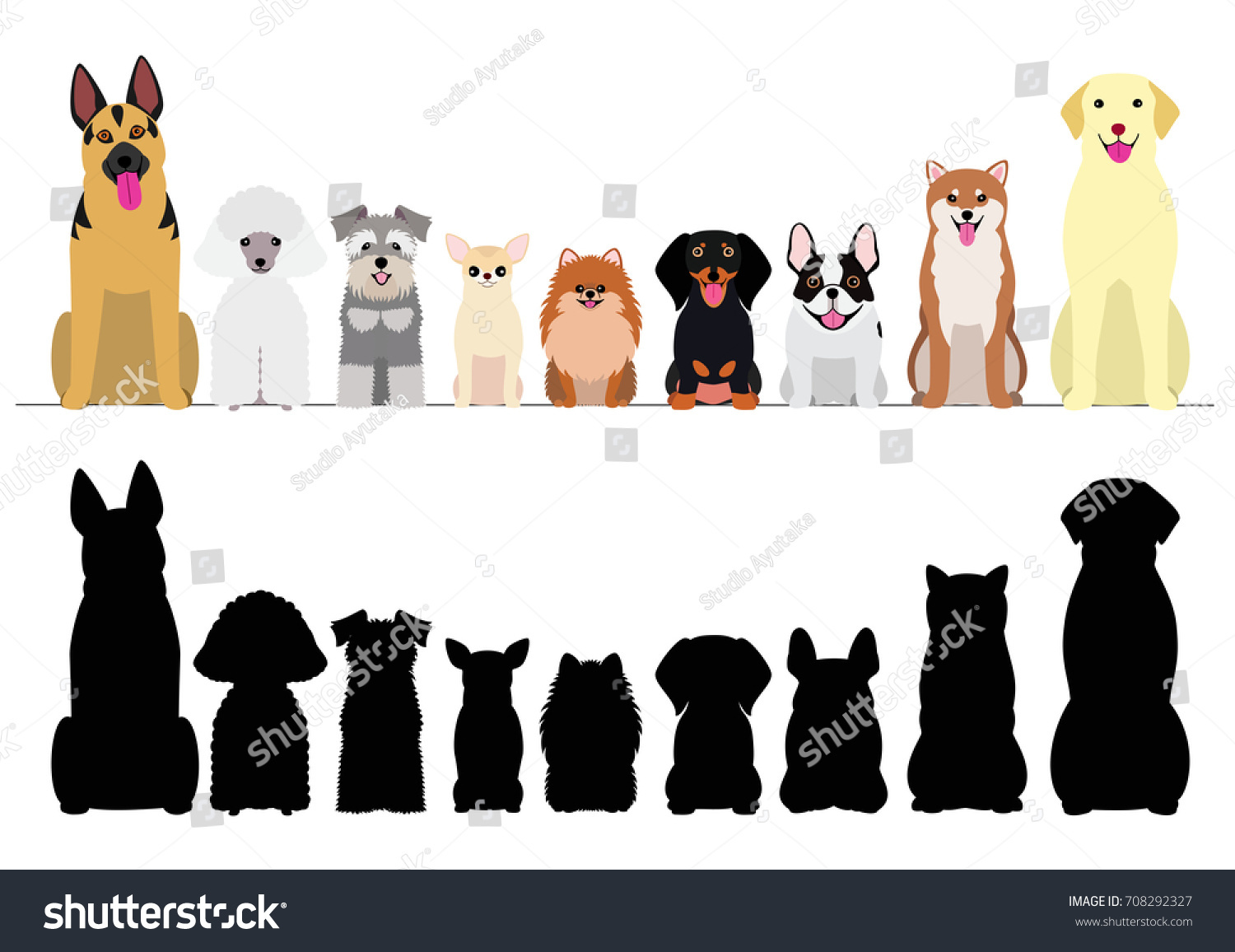 Smiling Dogs Border Set Stock Vector (Royalty Free) 708292327 ...