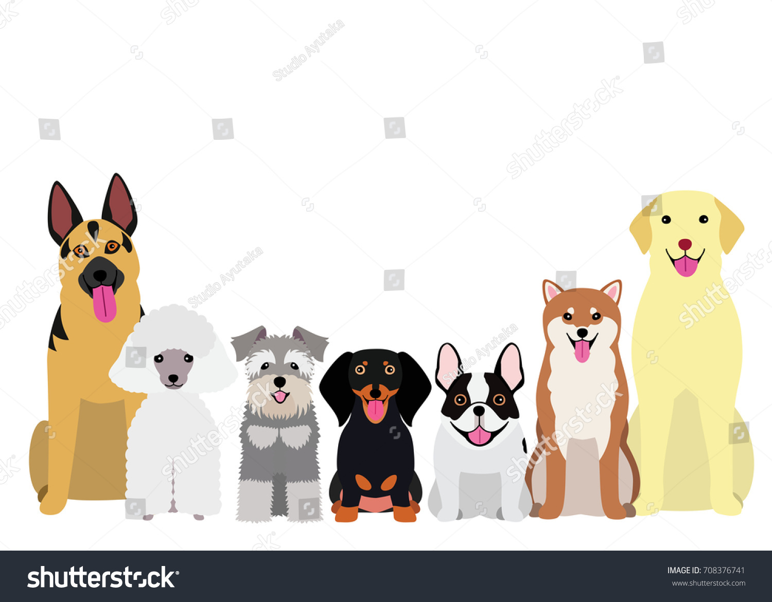 Smiling Dogs Group Stock Vector (Royalty Free) 708376741