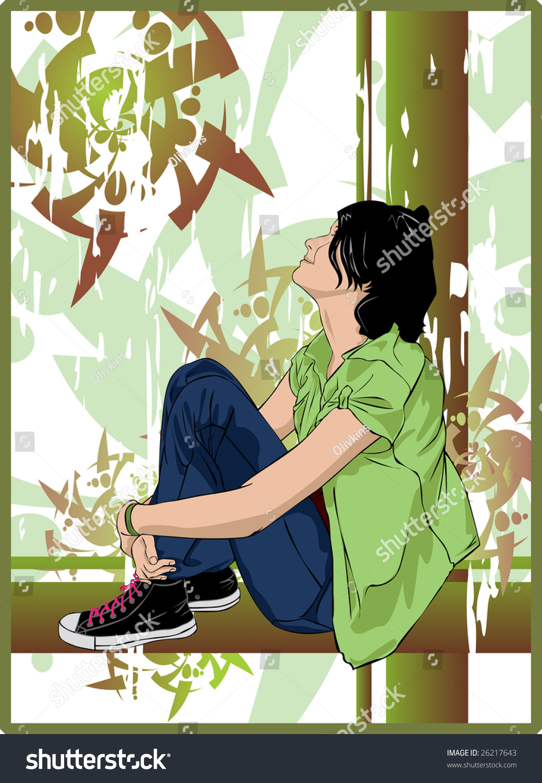 Smiling Emo Girl Stock Vector (Royalty Free) 26217643