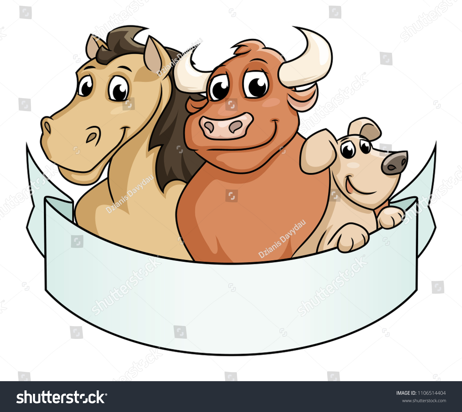 Smiling Farm Animals Stock Vector (Royalty Free) 1106514404 | Shutterstock