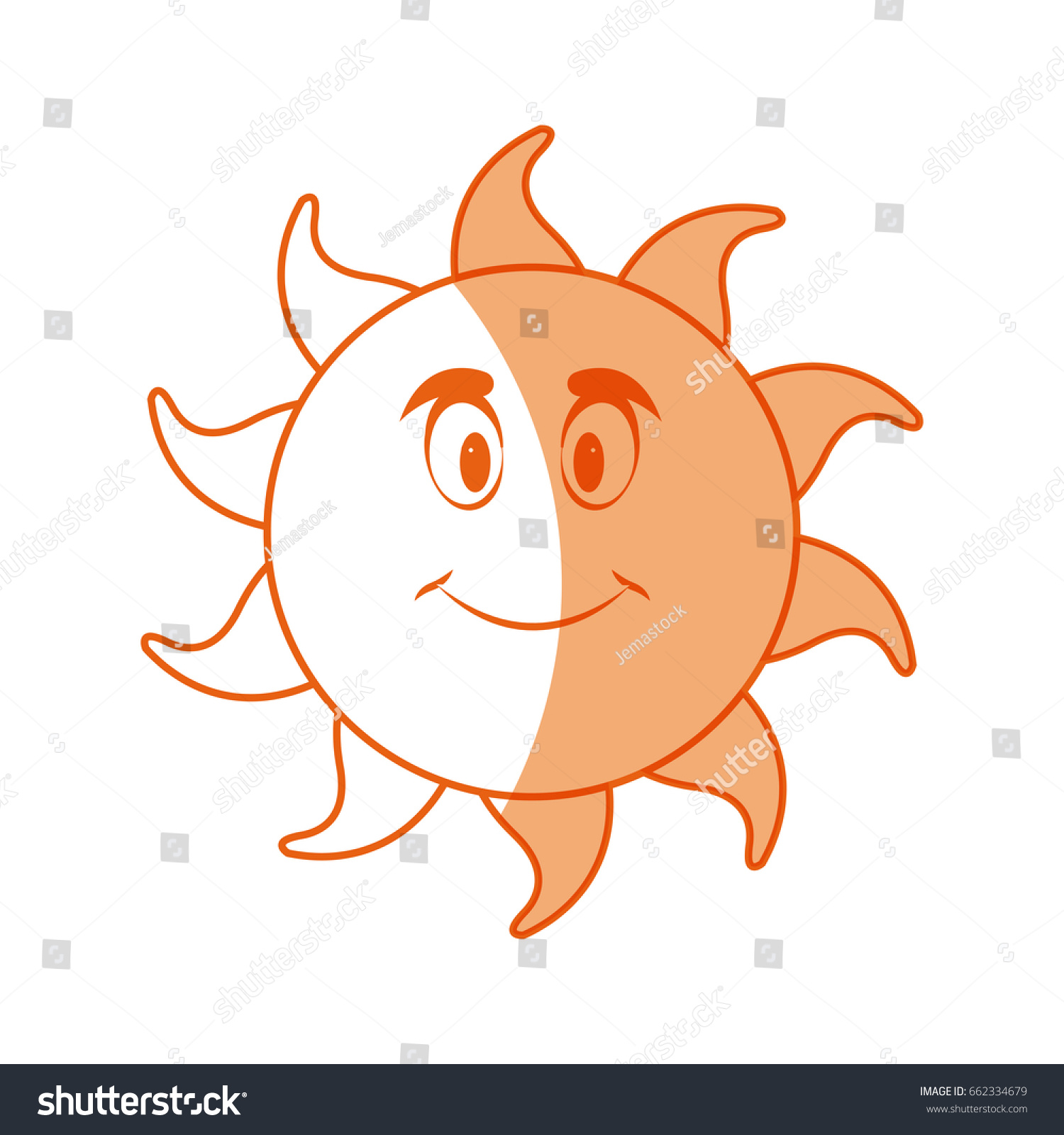 Smiling Funny Cartoon Sun Stock Vector (Royalty Free) 662334679 ...