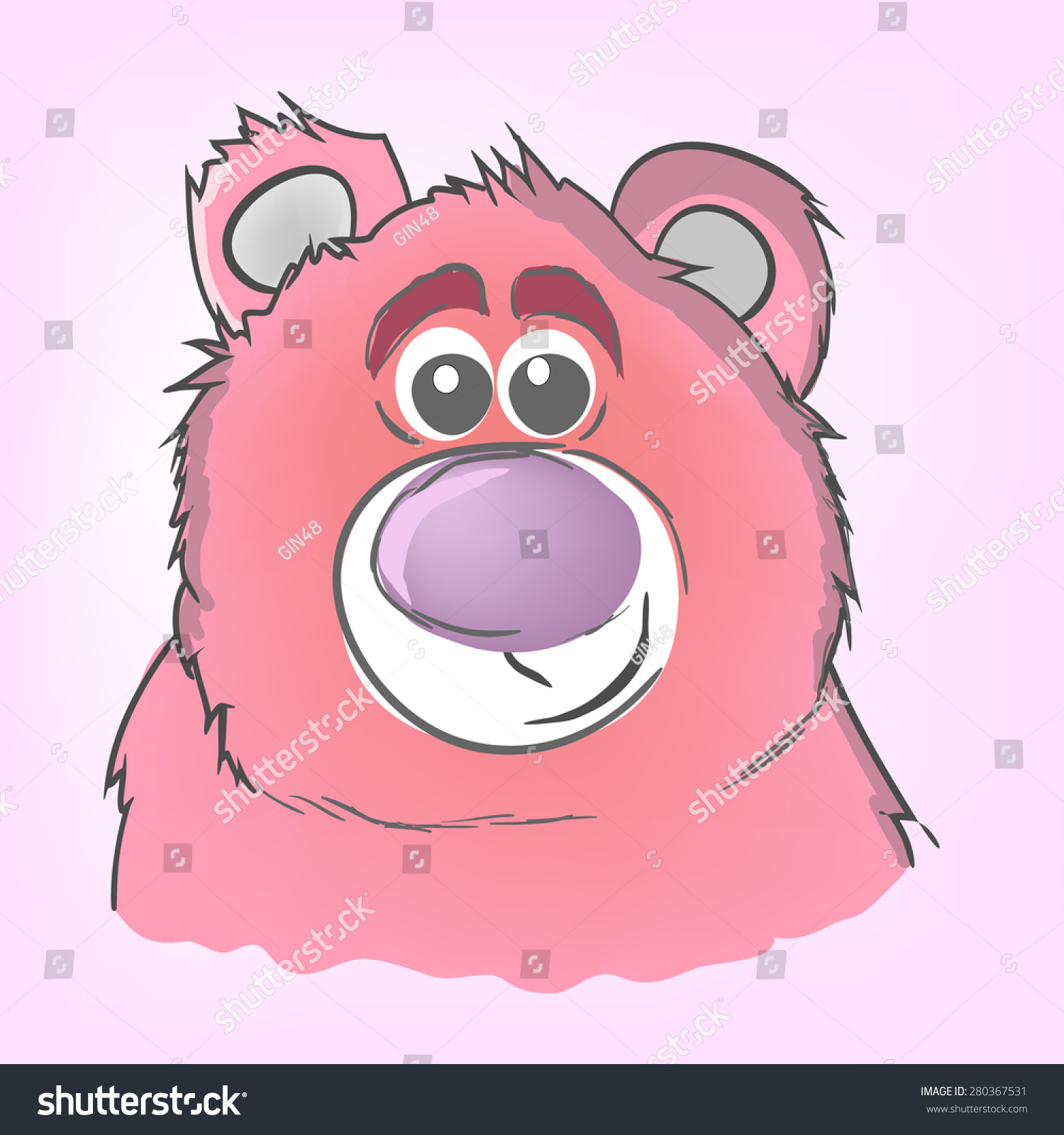 Smiling Pink Bear Stock Vector (Royalty Free) 280367531