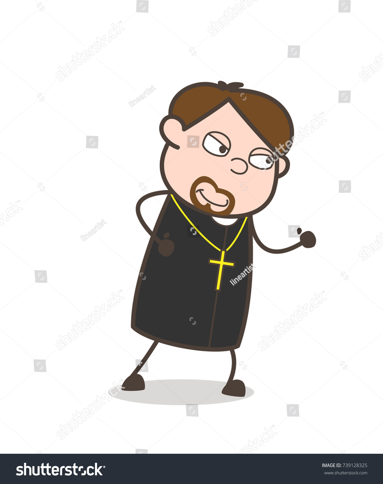 Smiling Priest Running Pose Vector Illustration Stock Vector (Royalty ...