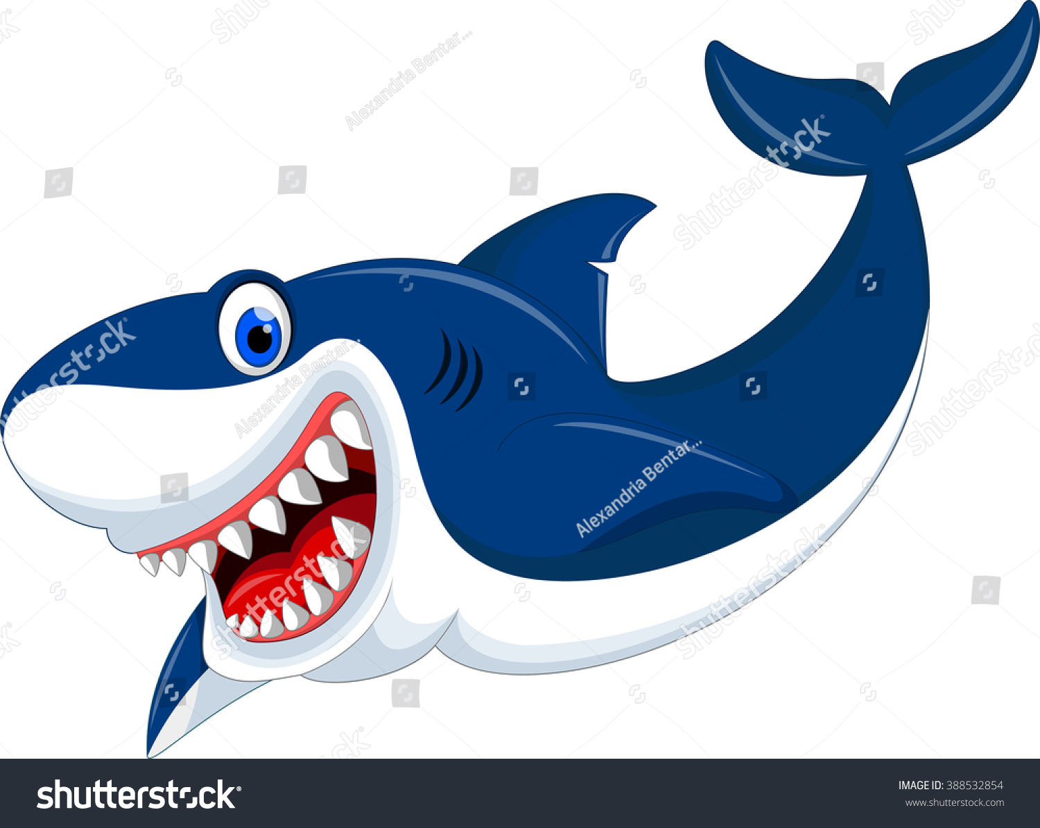 Smiling Shark Cartoon: vector de stock (libre de regalías) 388532854
