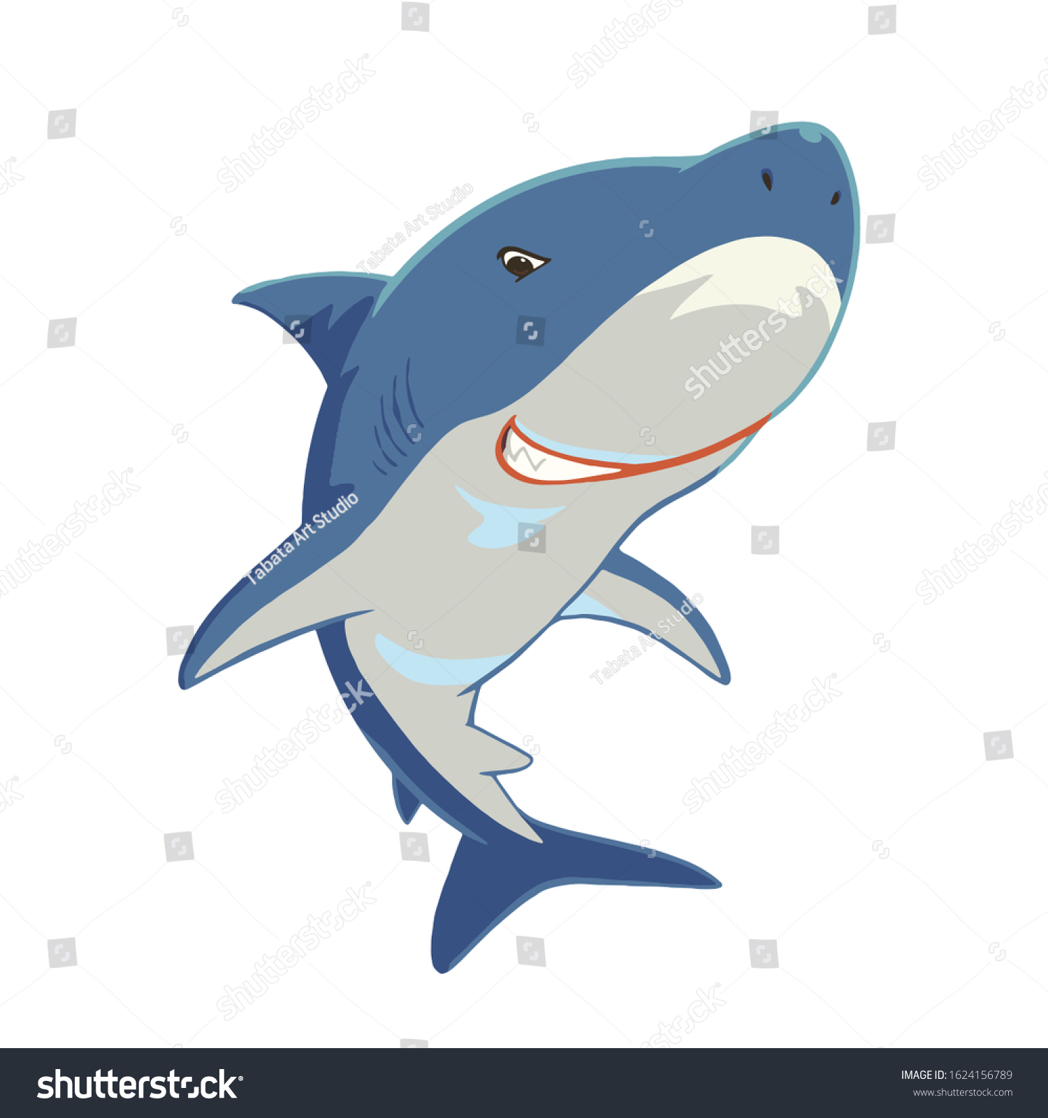 Smiling Shark Vector Illustration On White Stock Vector (Royalty Free ...