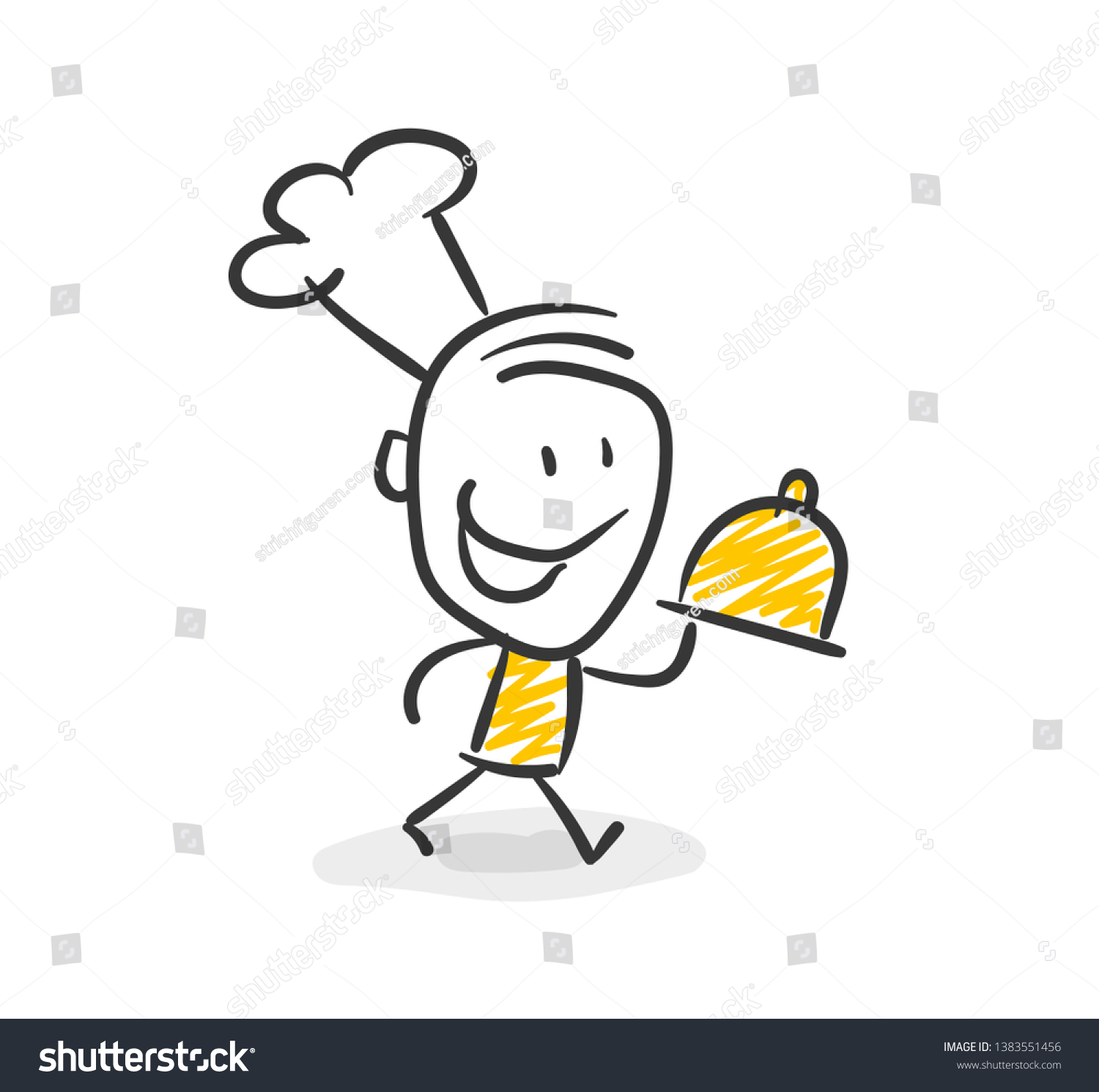 Smiling Stick Figure Cook Vector: vector de stock (libre de regalías ...