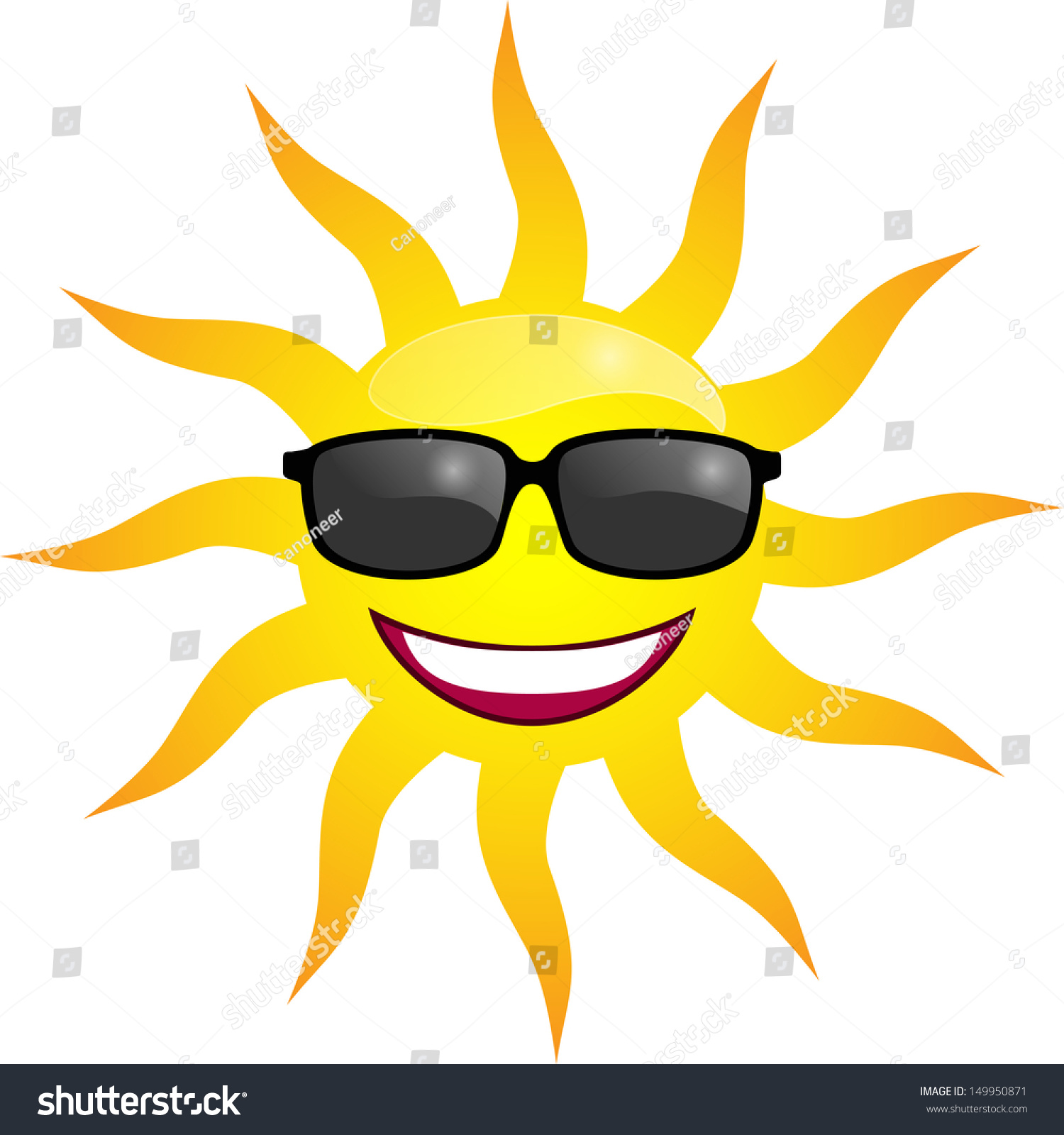 Smiling Sun Sunglasses Vector Illustration Stock Vector Royalty Free 149950871